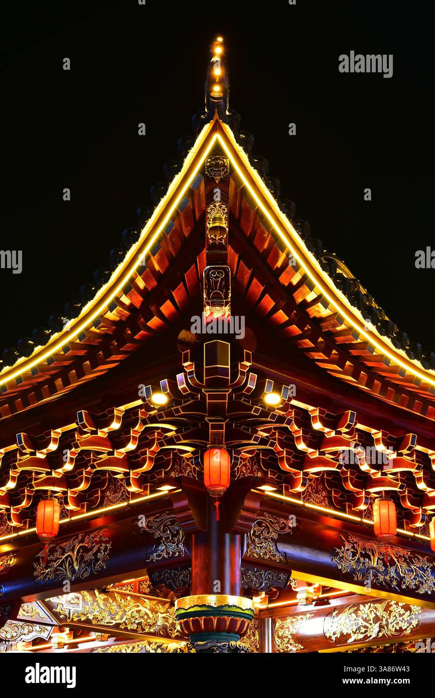 Roofs of the temple of the Goddess of the Pearl, a local deity in ...