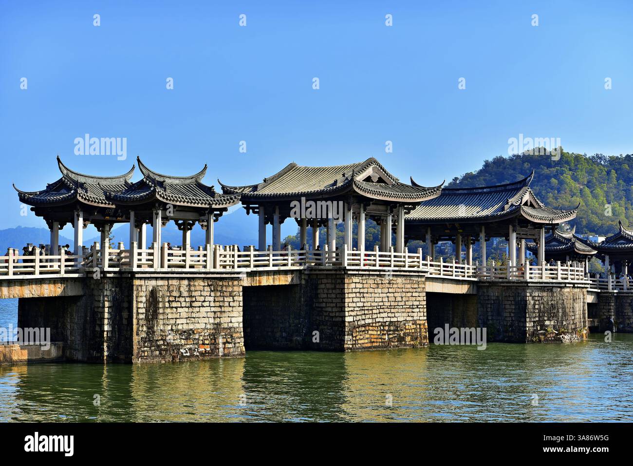 The pavilions of Guangji Bridge, built in 1170, one of China's four ...