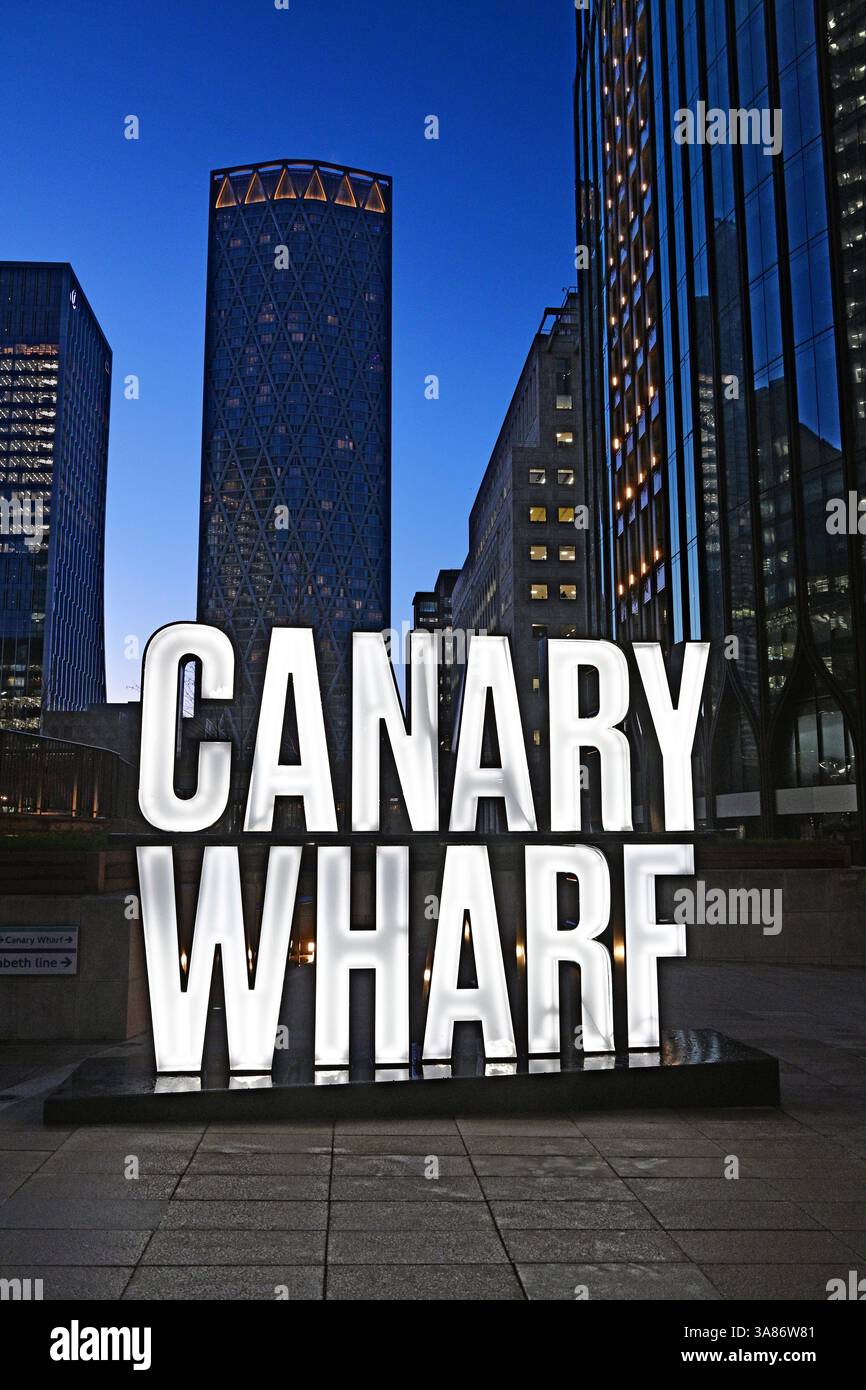 Canary Wharf Sign, Docklands, London, England, United Kingdom Stock ...