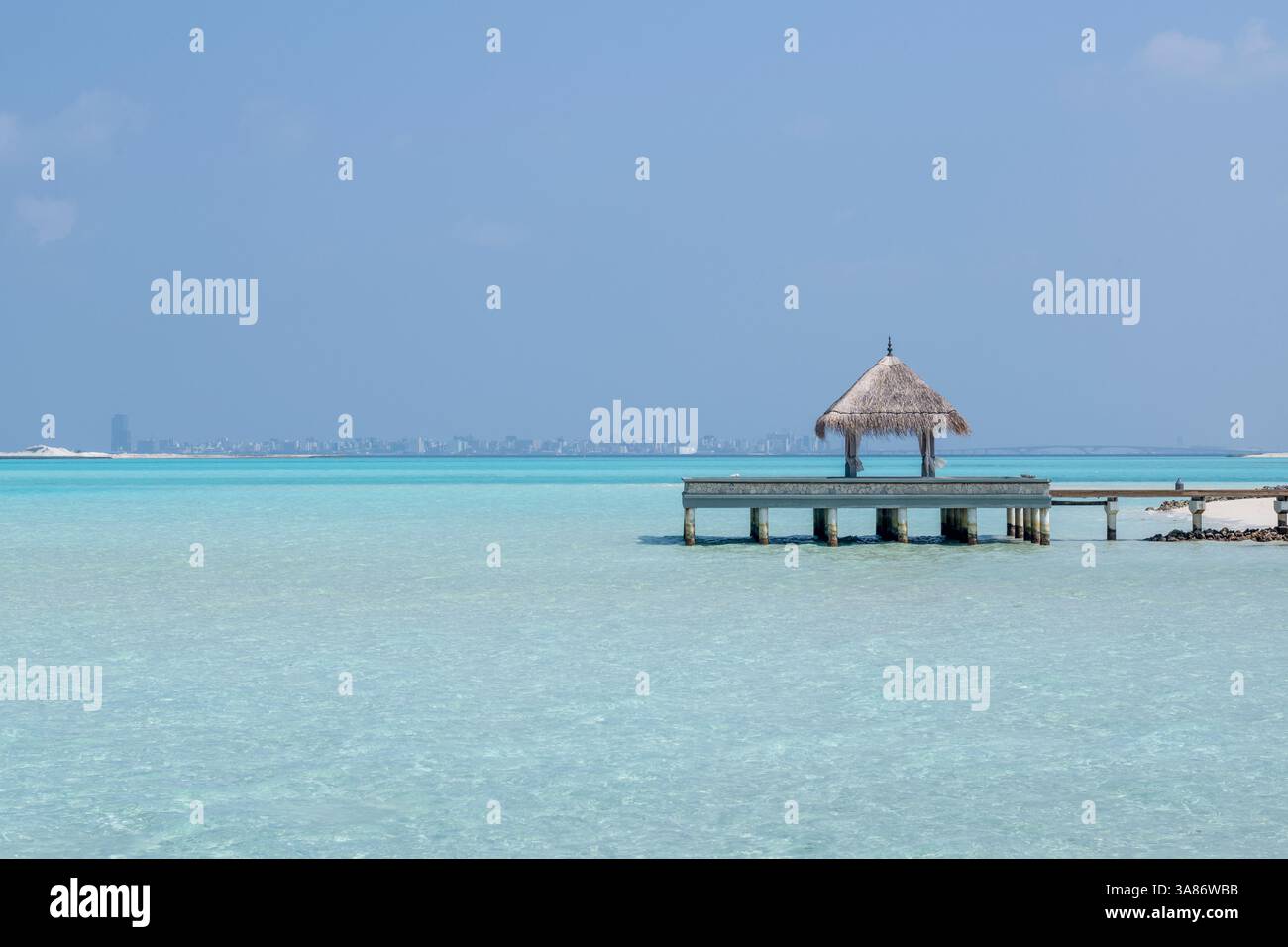 Pier and the clear waters of the lagoon on an exotic Island in The ...