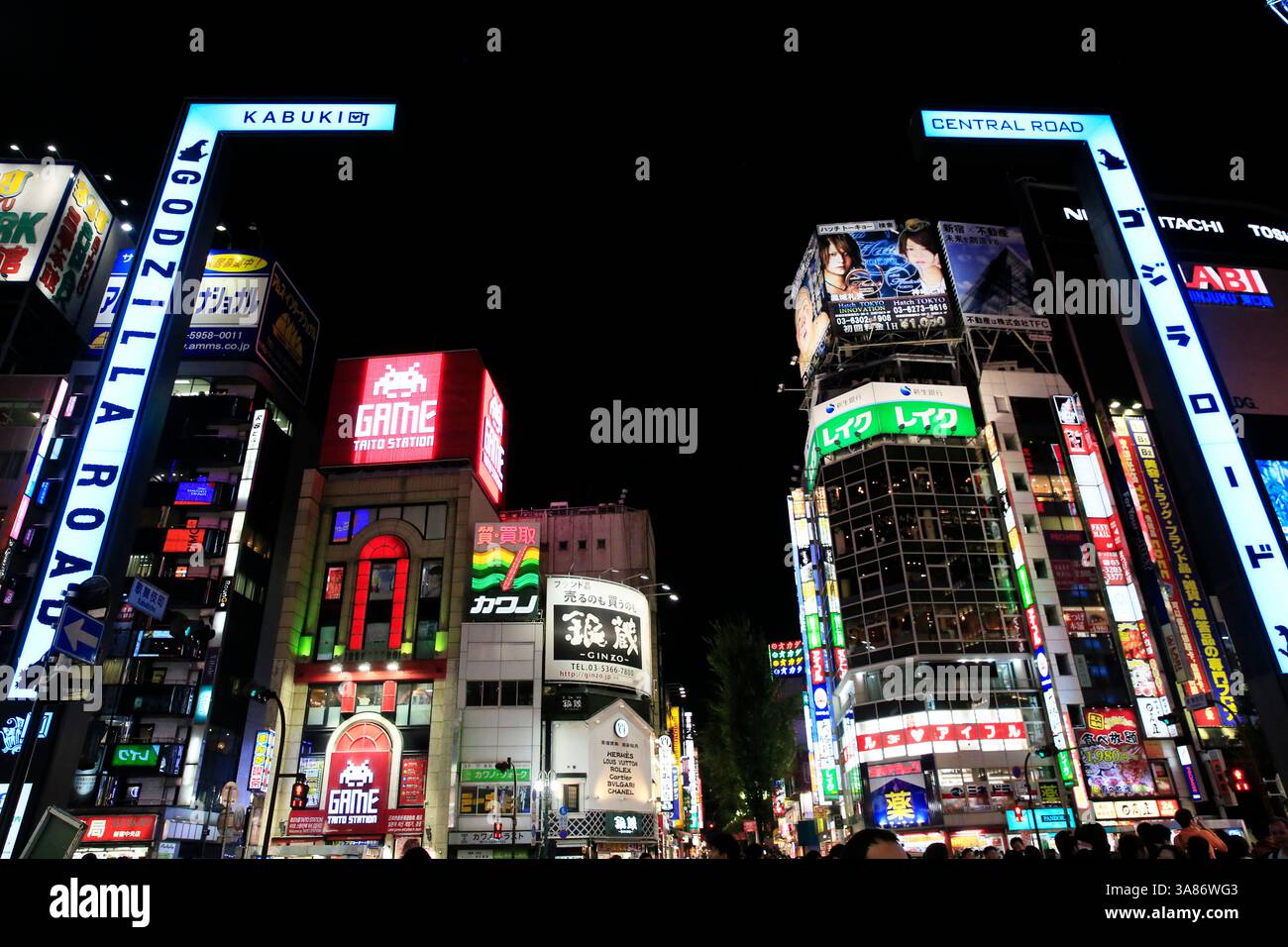Night scenery in Shinagawa district, Tokyo, Honshu, Japan Stock Photo ...