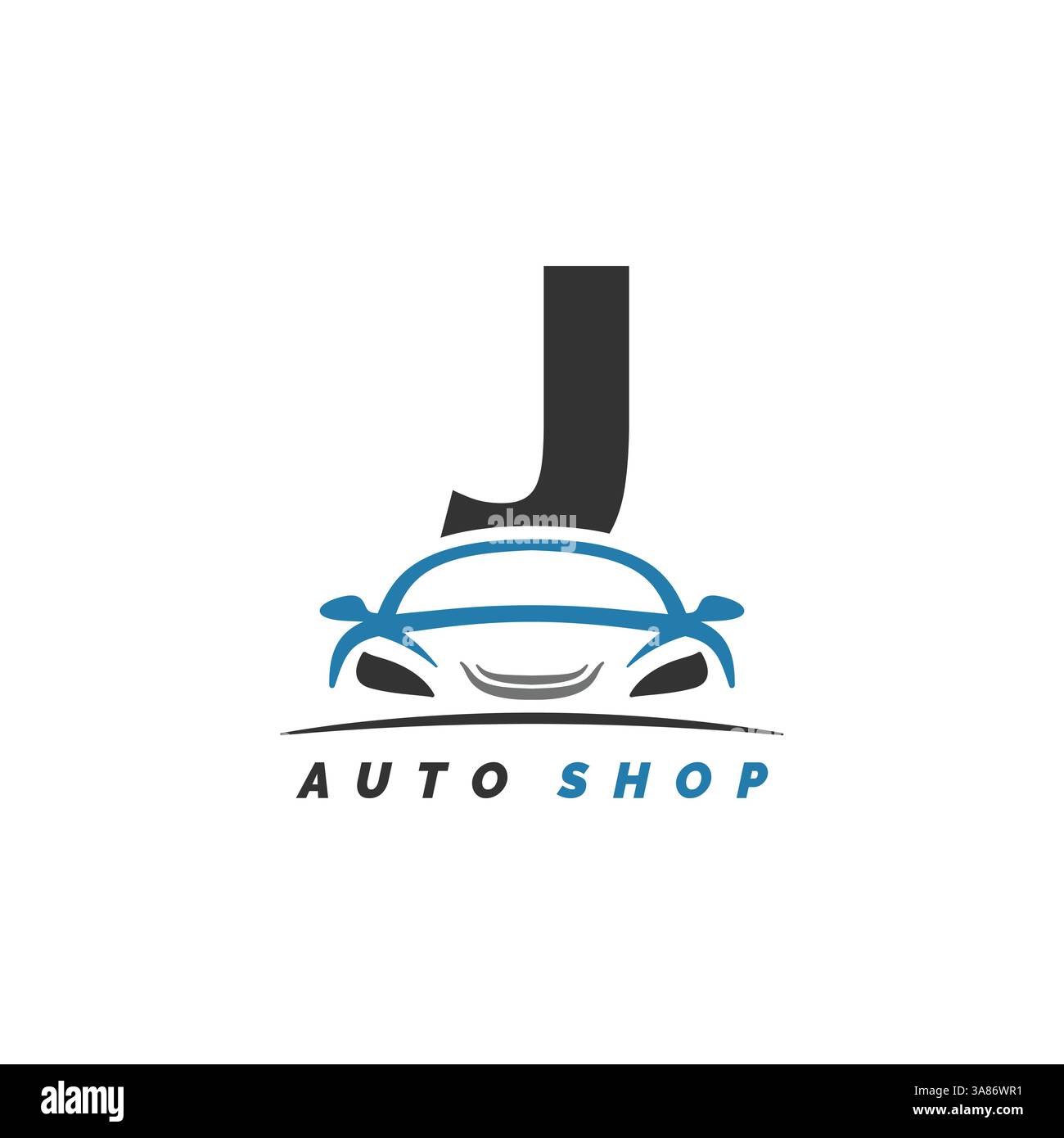 letter J logo auto mechanic with car design. Alphabet J automotive car ...