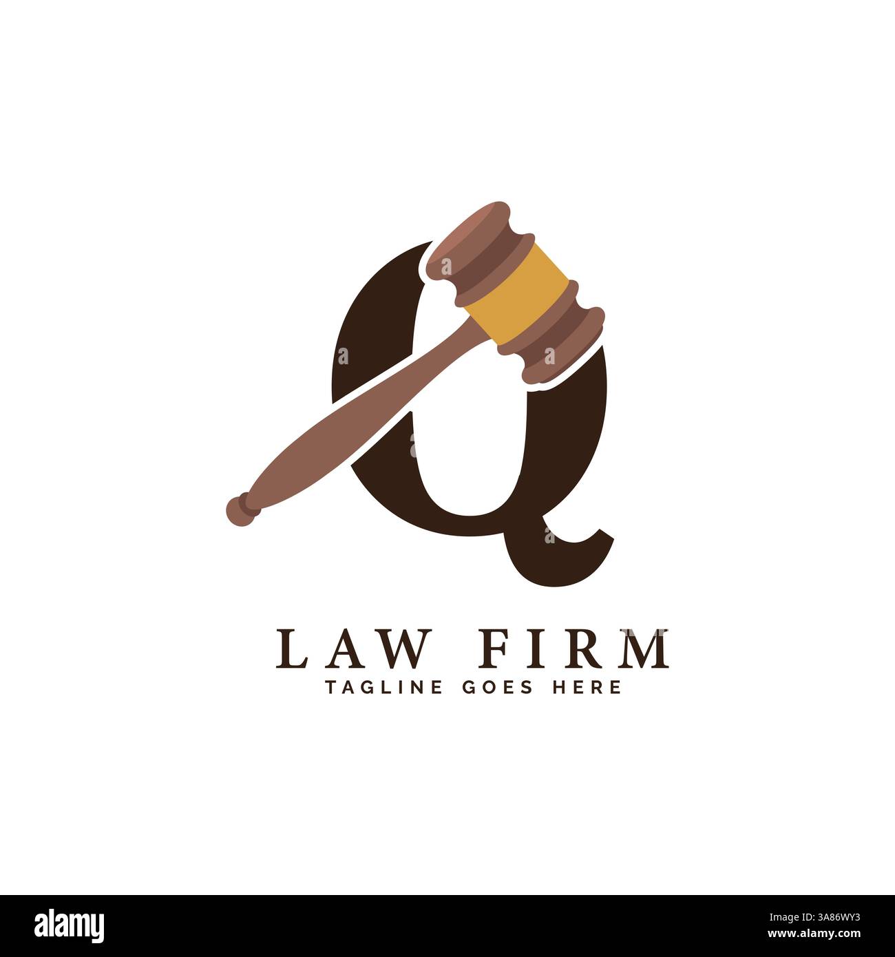 Letter Q Law Firm Logo Concept with Judge Hammer. Alphabet Q Judge ...