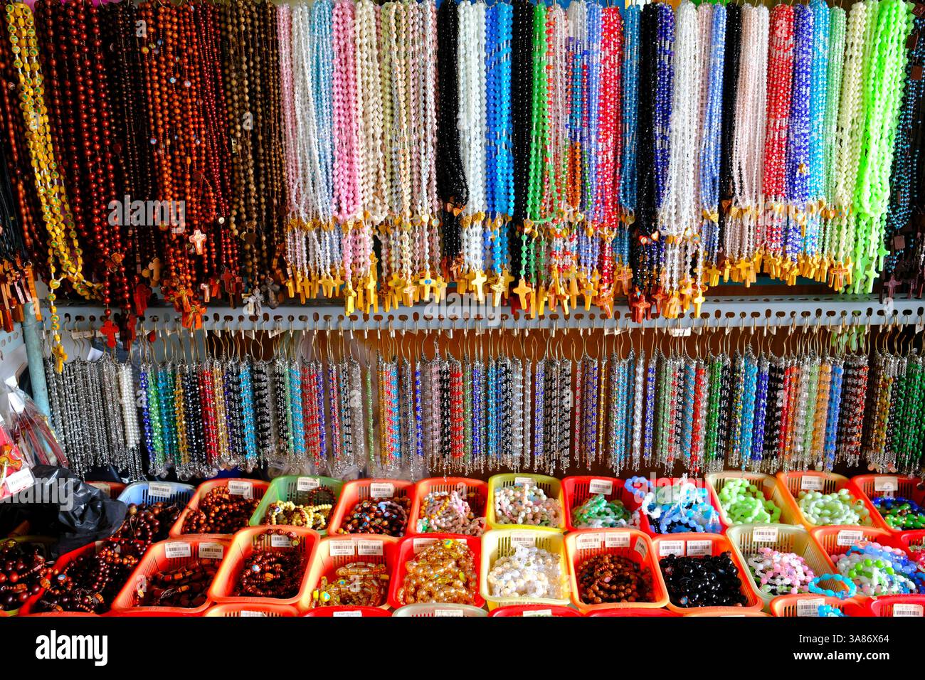 Shop selling religious Christian items, rosary prayer beads for sale, Ho Chi Minh City, Vietnam ...