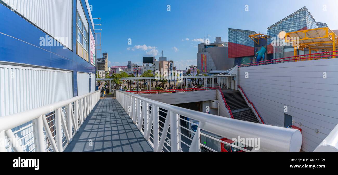View of Tempozan Harbor Village and Osaka Aquarium Kaiyukan, Kaigandori ...