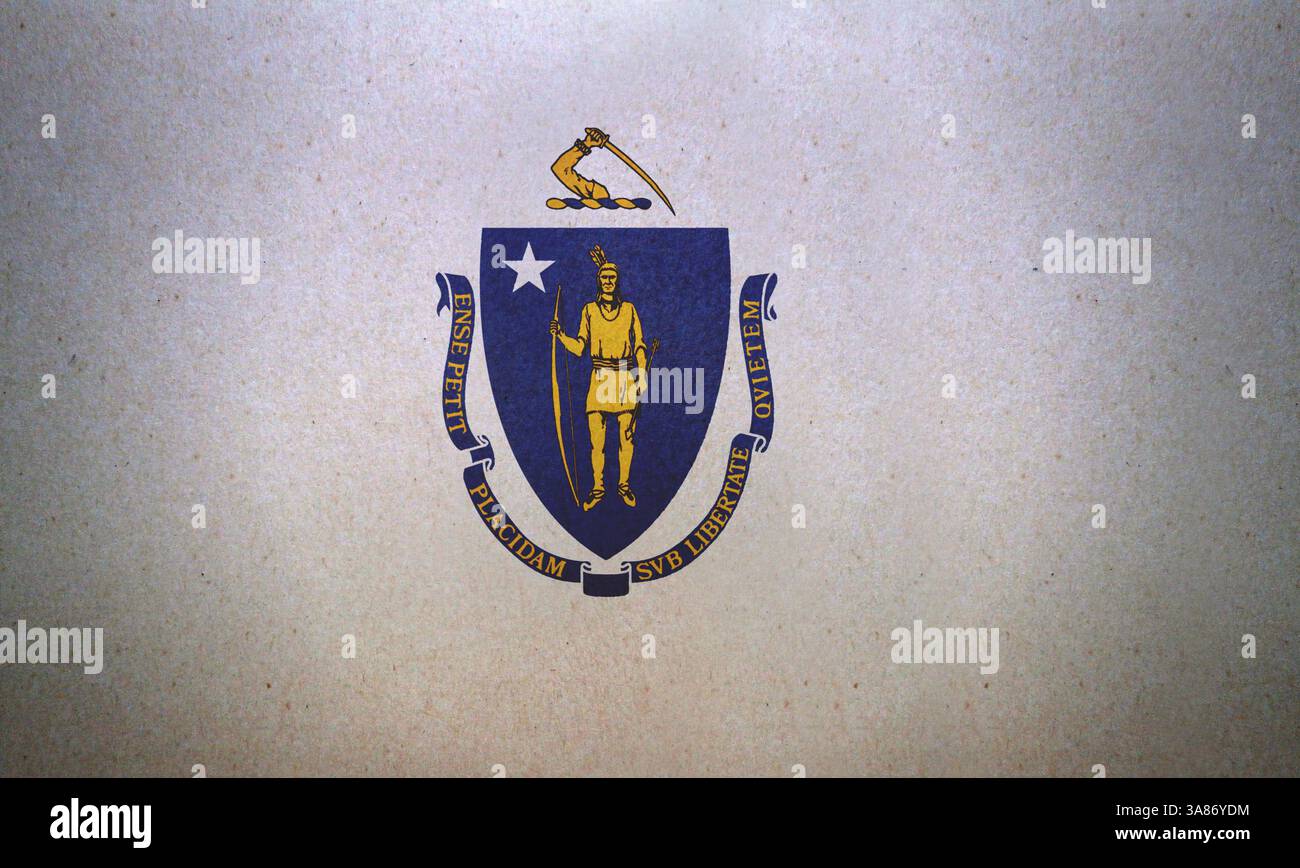 Flag of Massachusetts printed on a paper sheet Stock Photo - Alamy