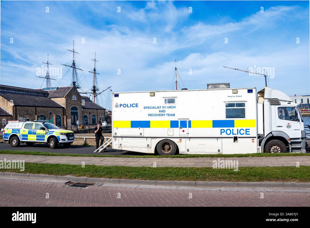 A british police specialist search and recovery diving team vehicle is ...