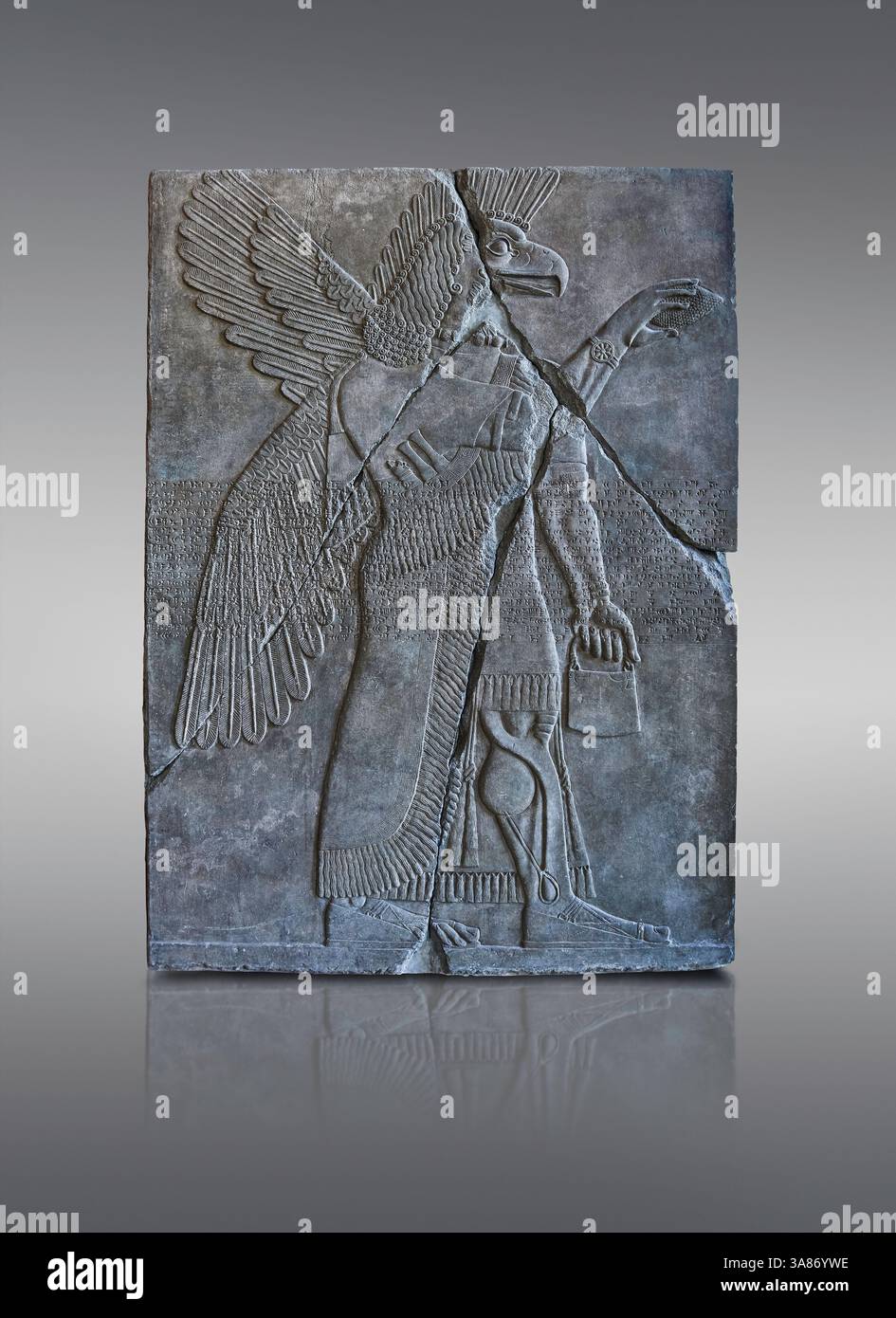 Ancient Neo Assyrian alabaster palace relief sculpture depicting Niroch ...