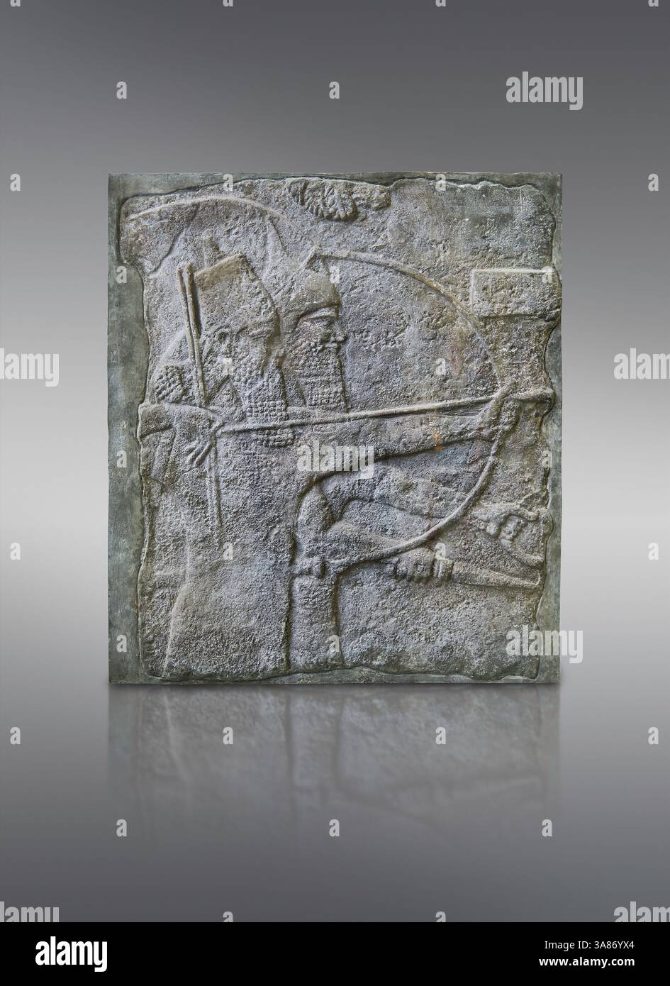 Ancient Neo Assyrian alabaster palace relief sculpture depicting king ...