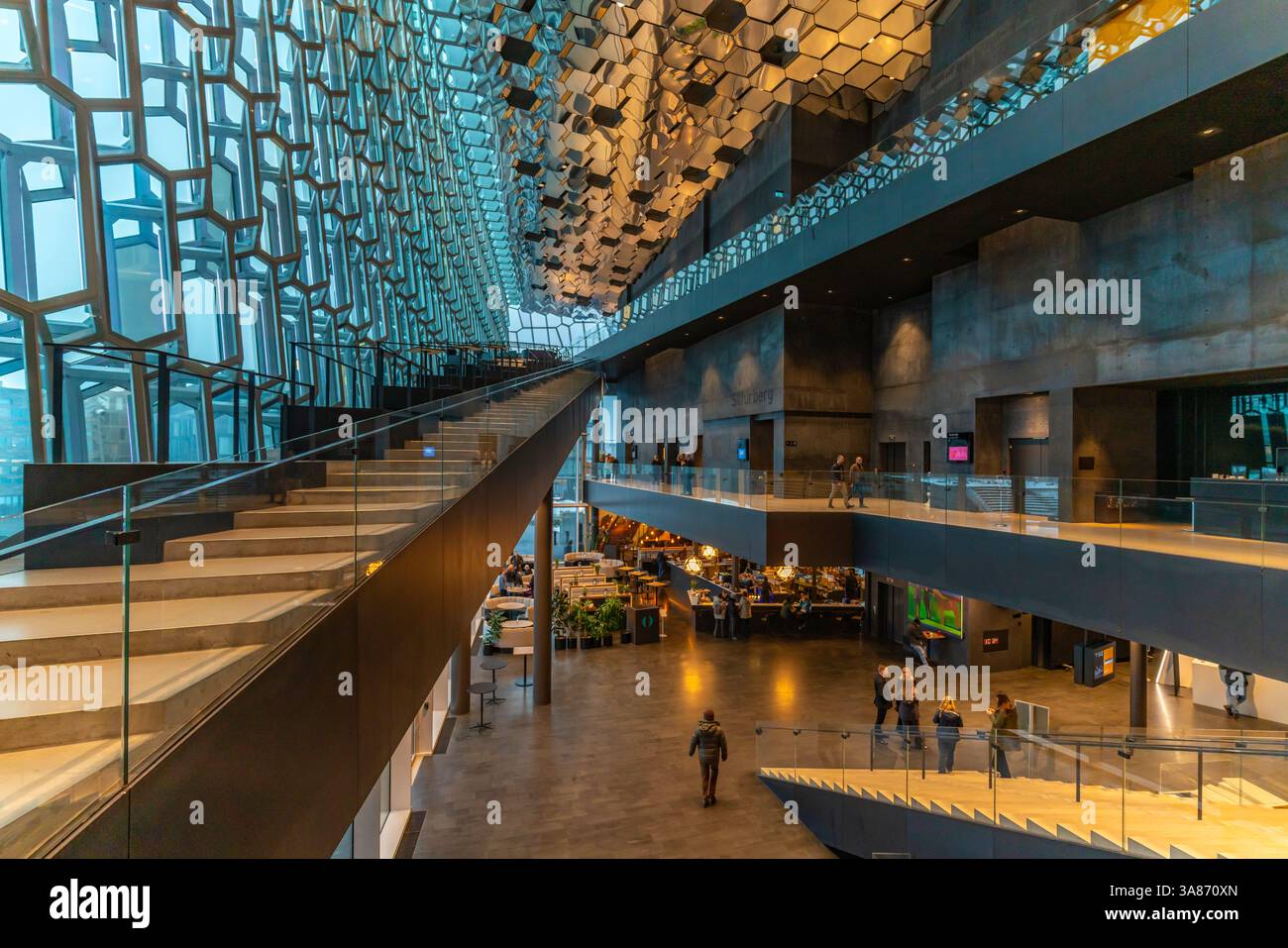 View of interior of the Harpa Concert Hall and Conference Centre ...