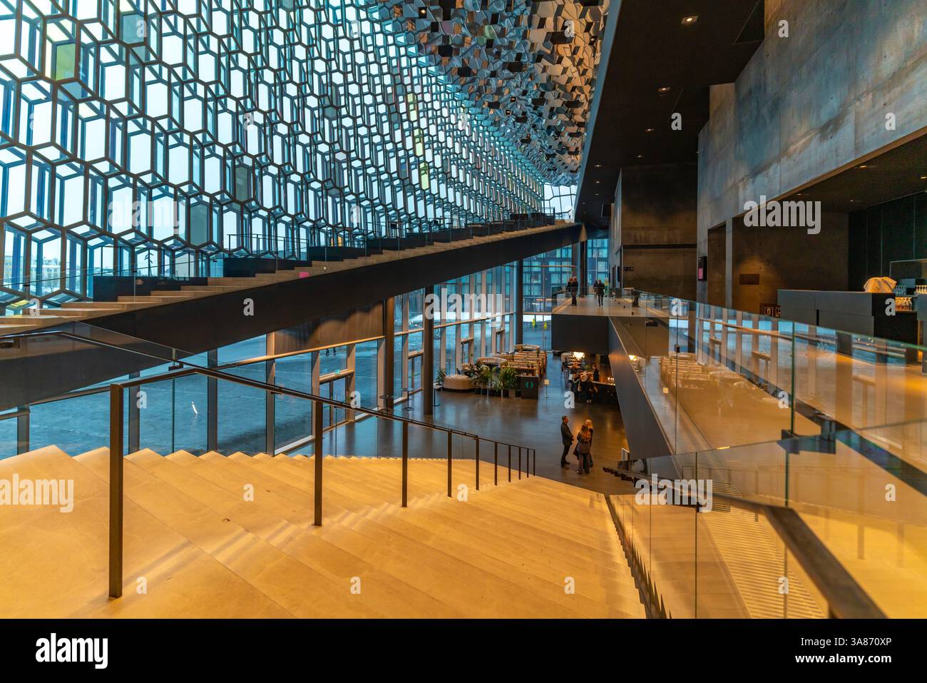View of interior of the Harpa Concert Hall and Conference Centre ...