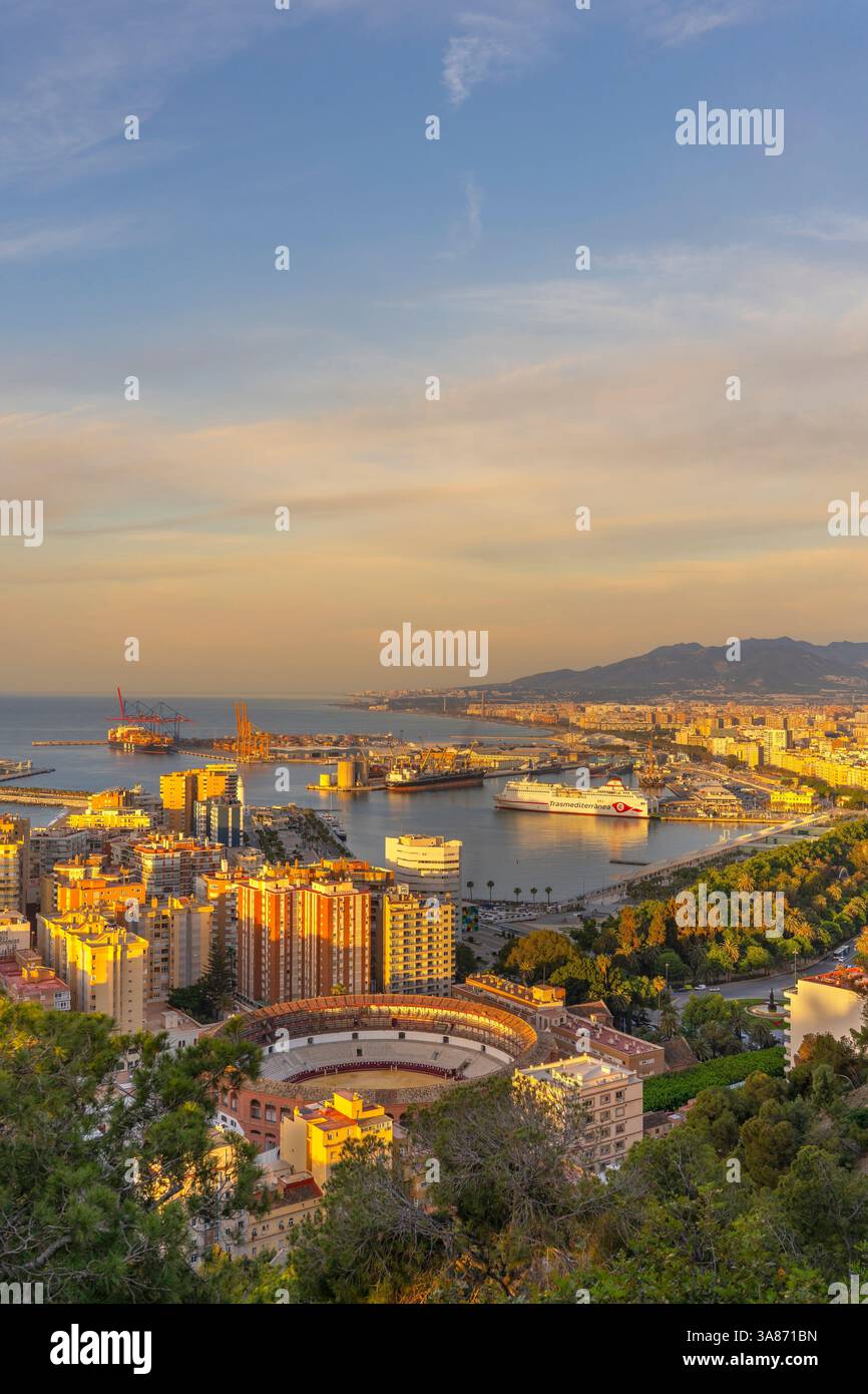 Malaga port and city at sunrise hi-res stock photography and images - Alamy