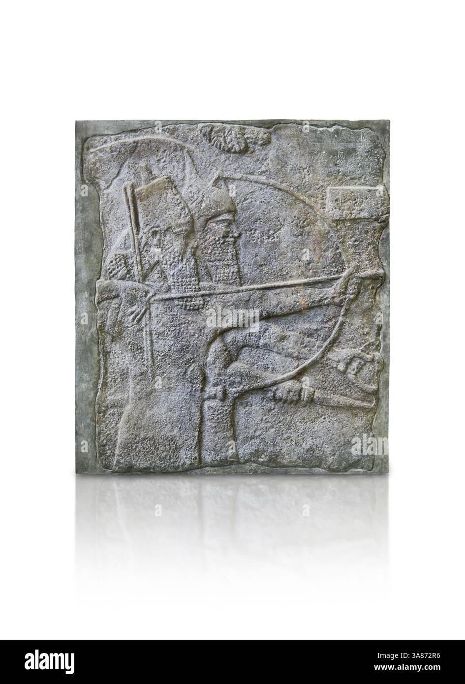 Ancient Neo Assyrian alabaster palace relief sculpture depicting king ...