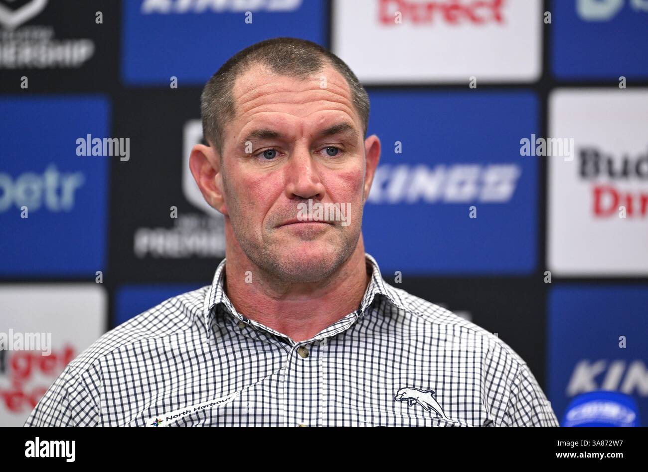 Brisbane, Australia. 28th Mar, 2025. Dolphins coach Kristian Woolf ...