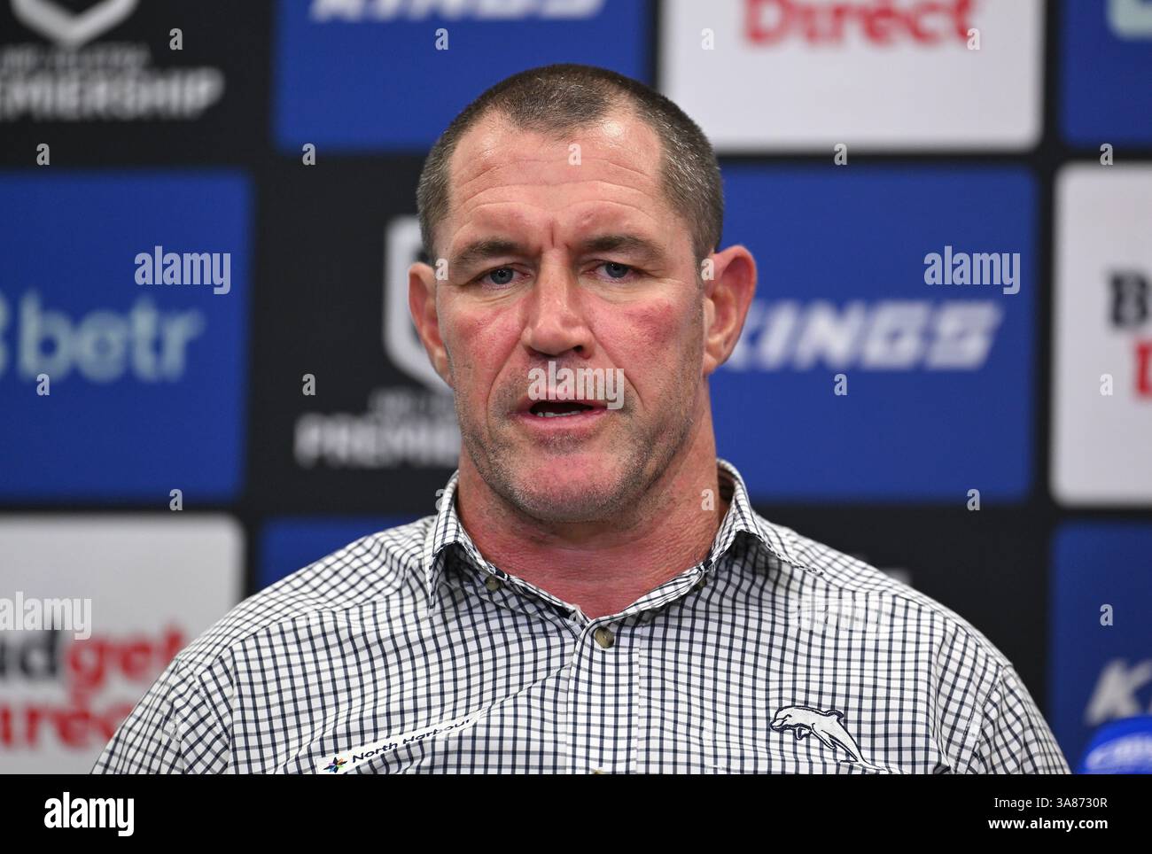 Dolphins coach Kristian Woolf looks on during a post match press ...