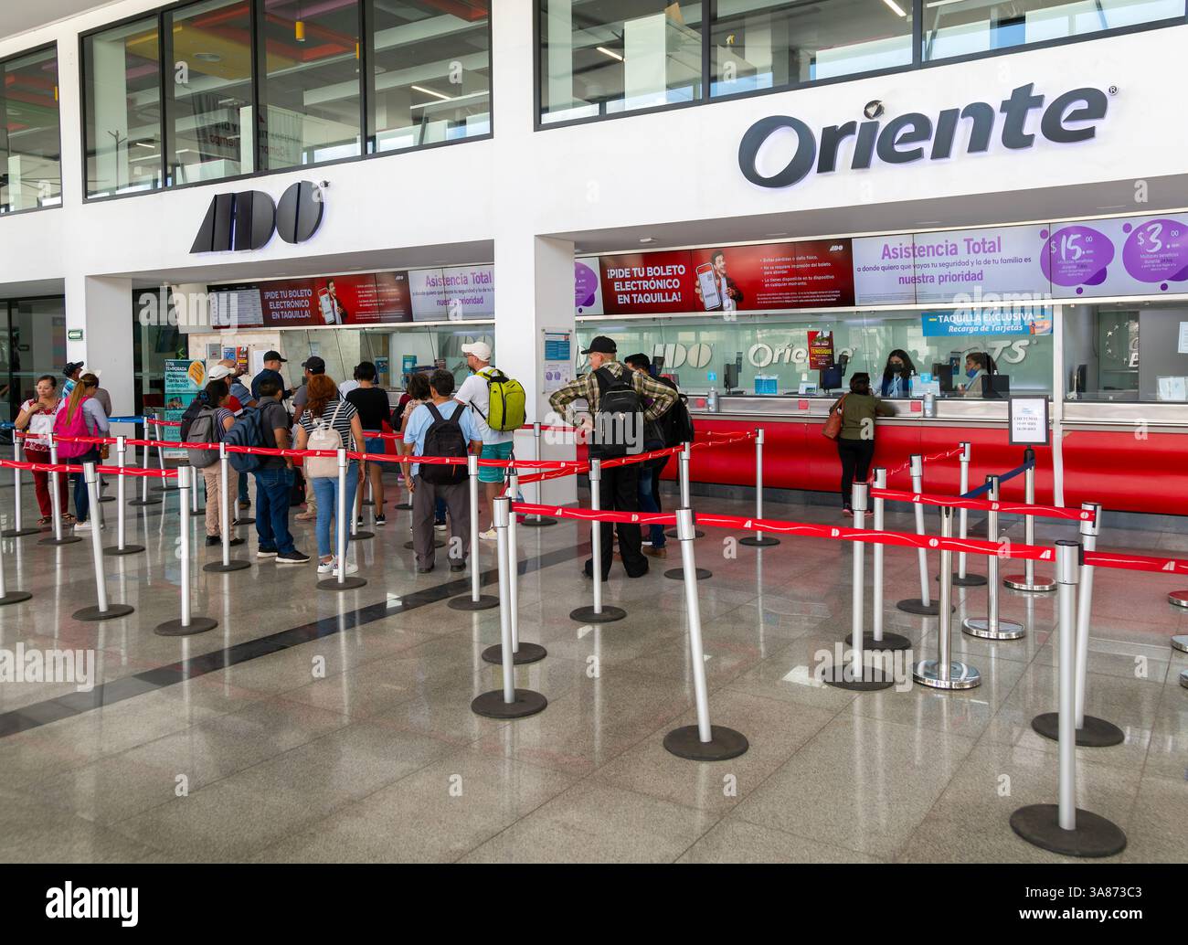 ADO and Oriente ticket counters at central bus station, Merida, Yucatan ...