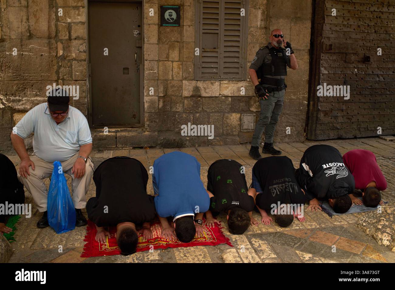 Muslims pray outside of the Al-Aqsa Mosque compound for the fourth ...