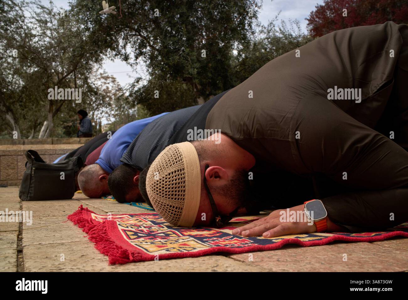 Muslims pray outside of the Al-Aqsa Mosque compound for the fourth ...