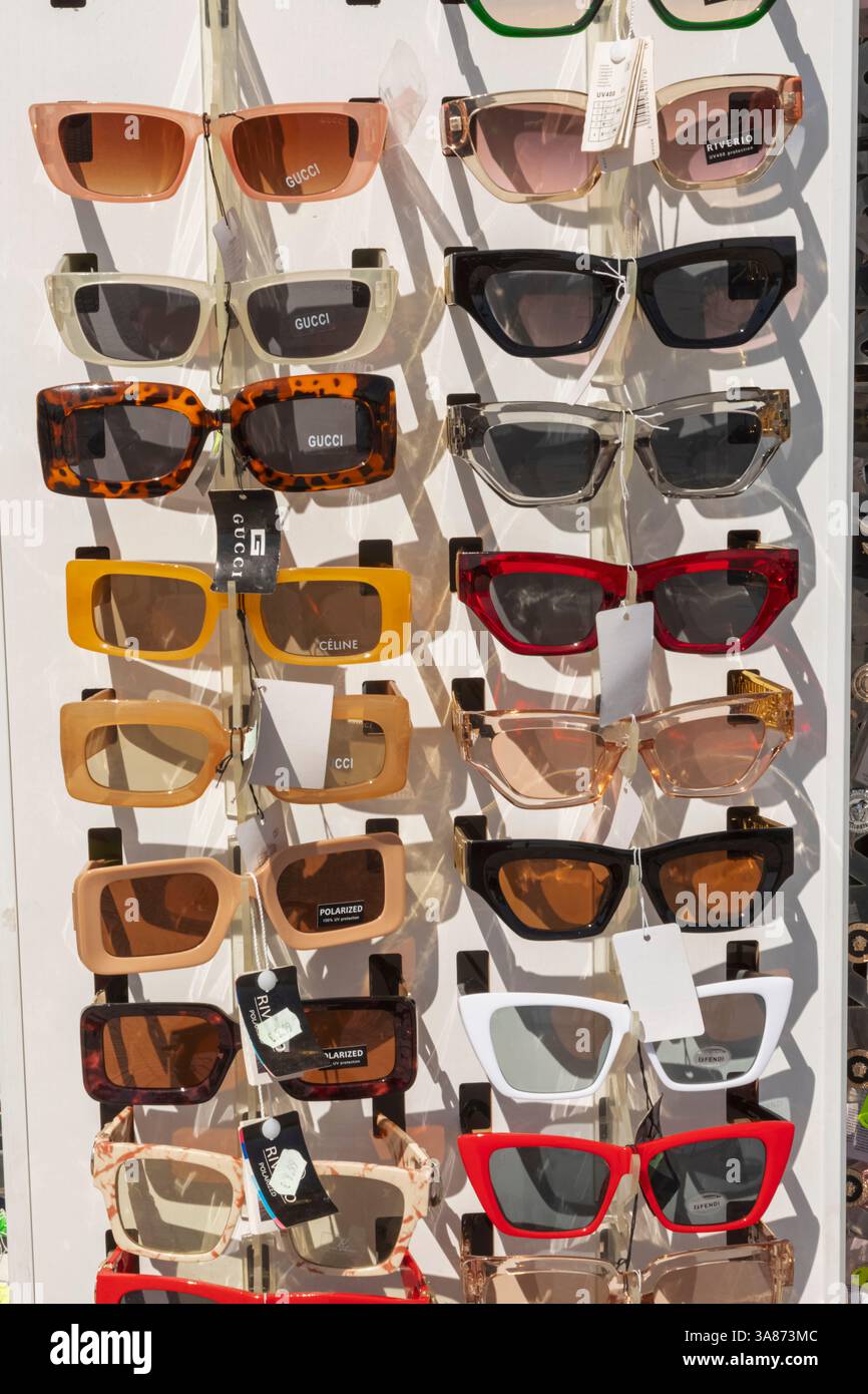 Cyprus, Paphos, Souvenir Shop display of Colourful Sunglasses Stock ...