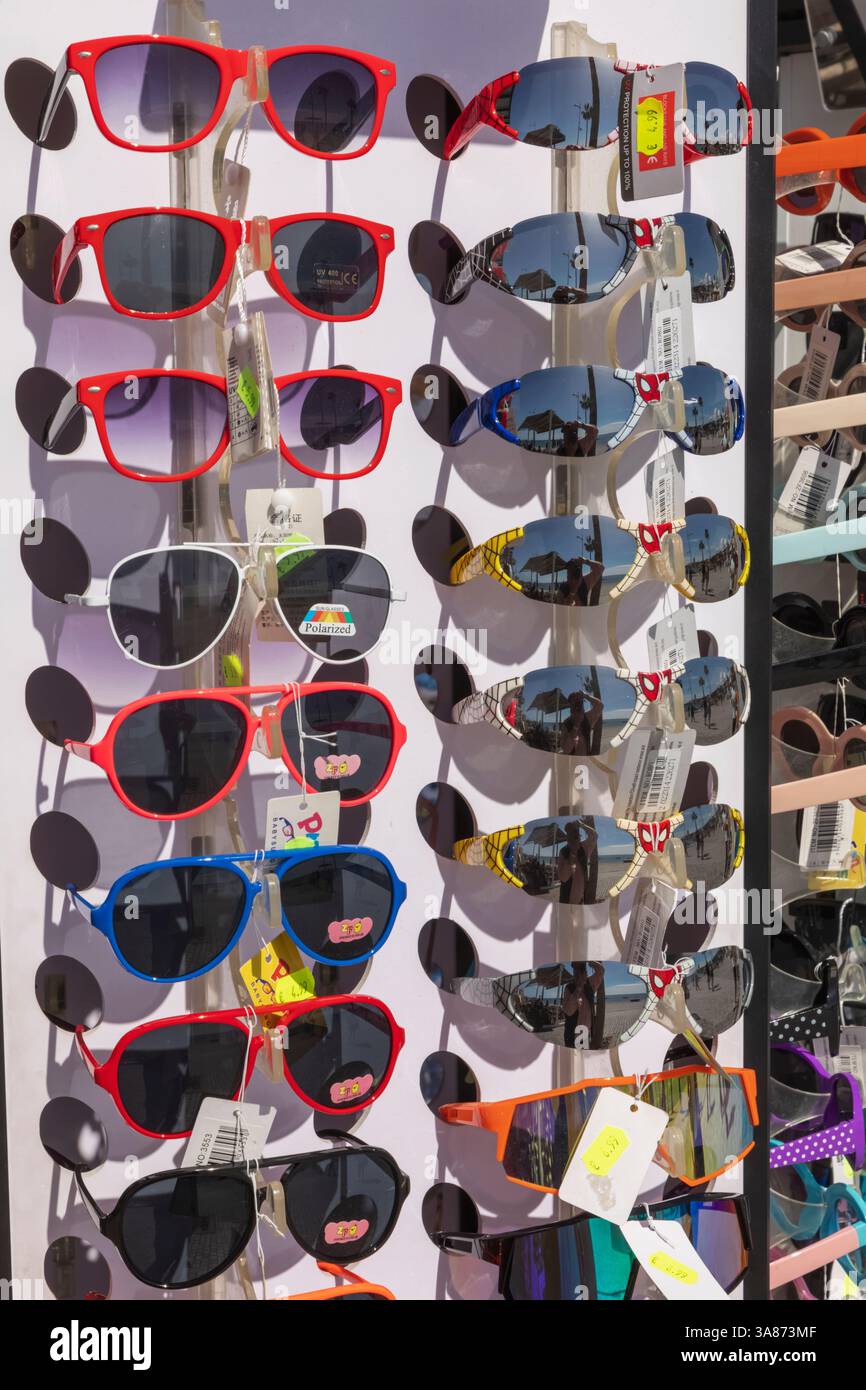Cyprus, Paphos, Souvenir Shop display of Colourful Sunglasses Stock ...
