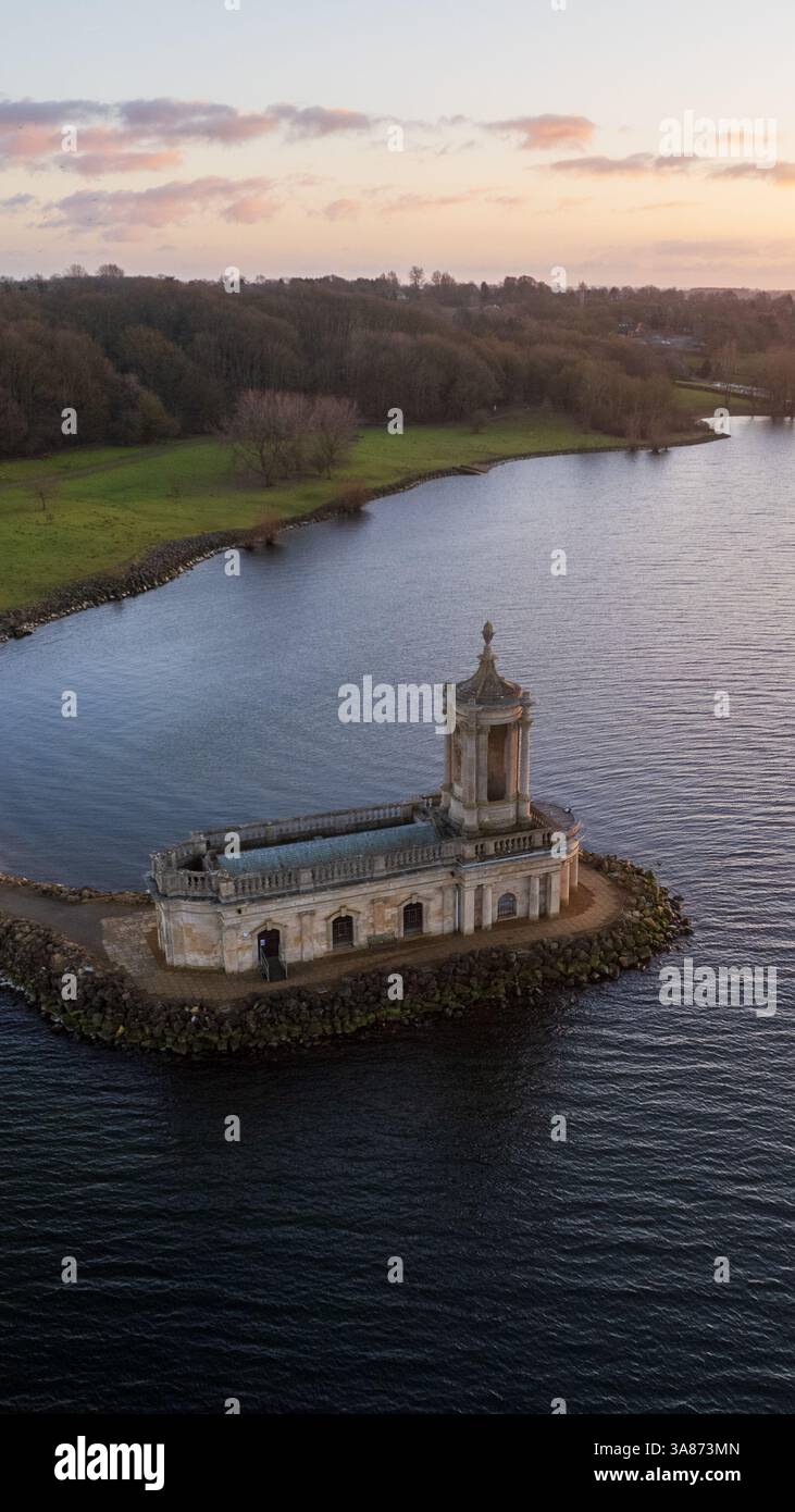 Aerial view of Normanton Church in Rutland Stock Photo - Alamy