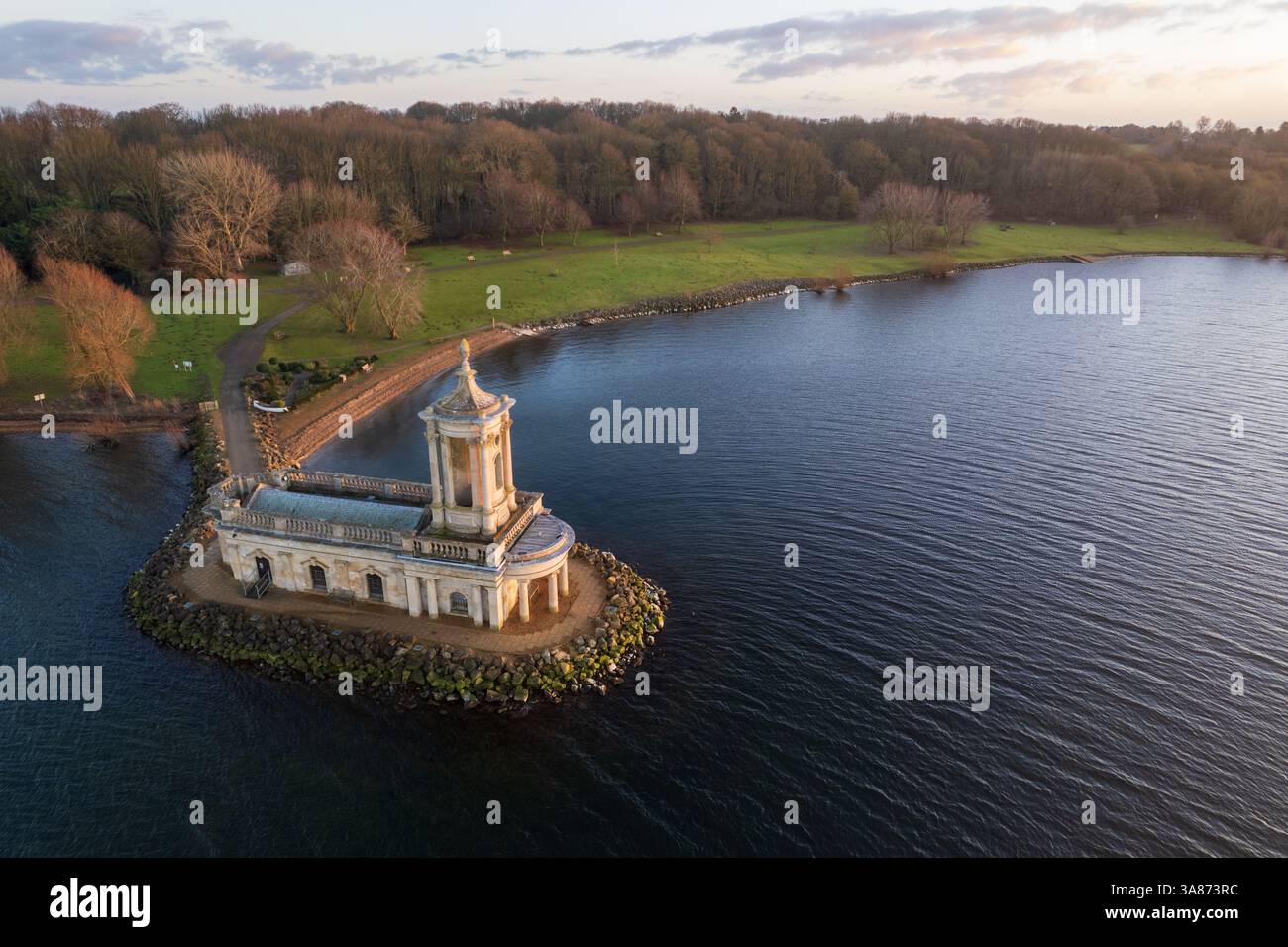 Aerial view of Normanton Church in Rutland Stock Photo - Alamy