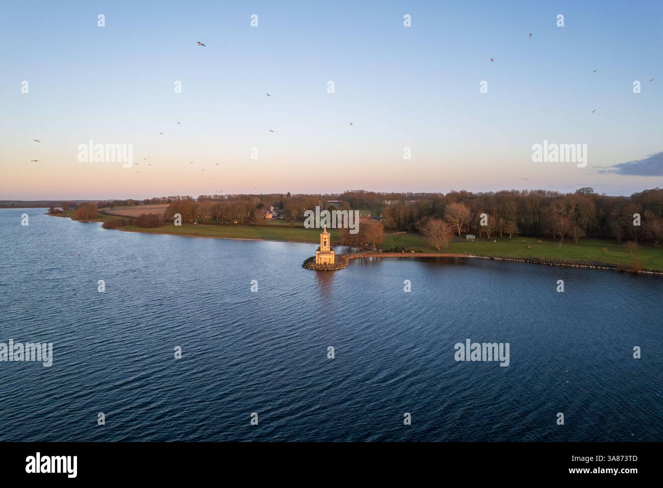 Aerial view of Normanton Church in Rutland Stock Photo - Alamy