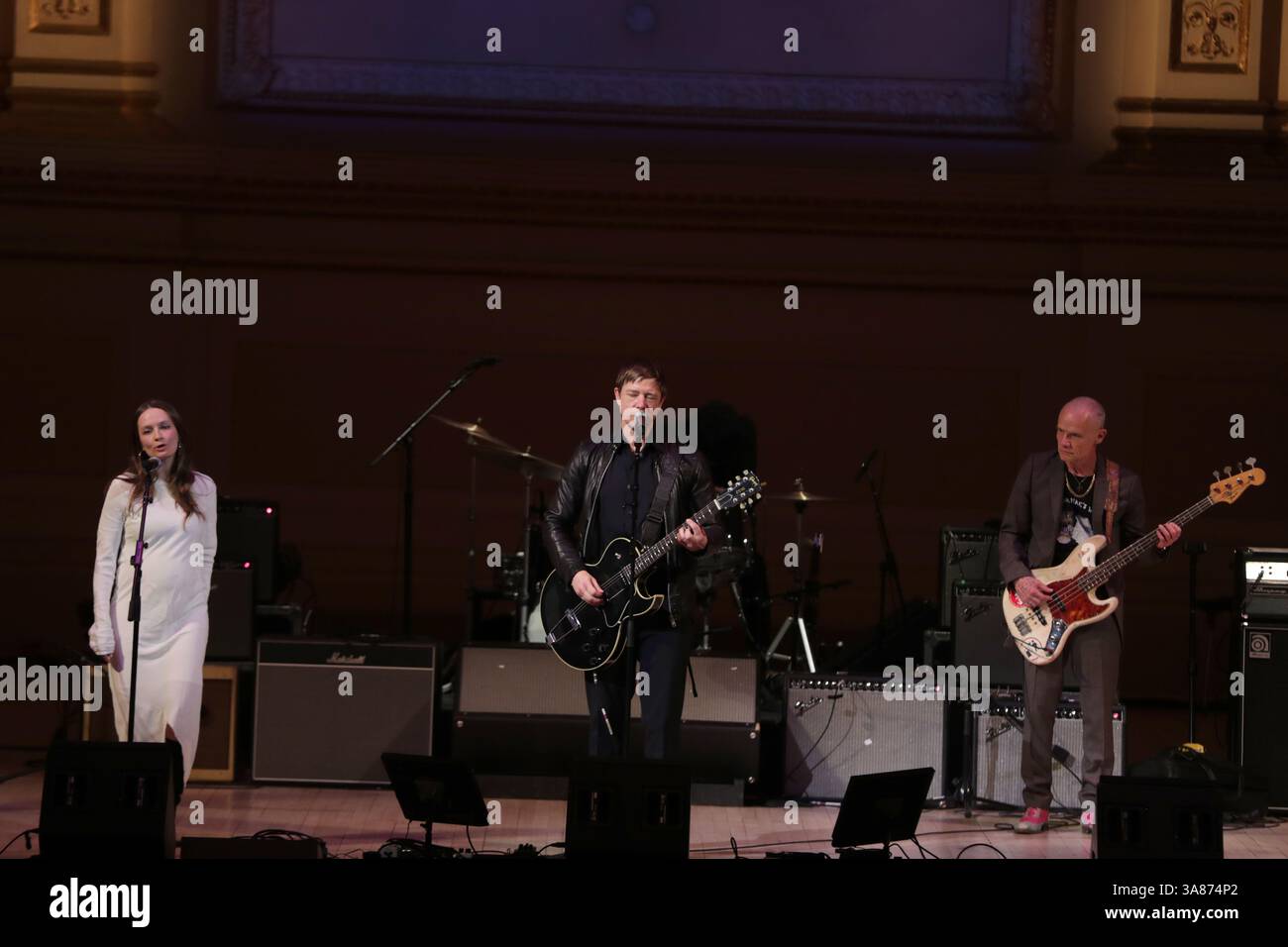 NEW YORK, NEW YORK - MARCH 26, 2025: Juliet Seger, Paul Banks, and Flea ...