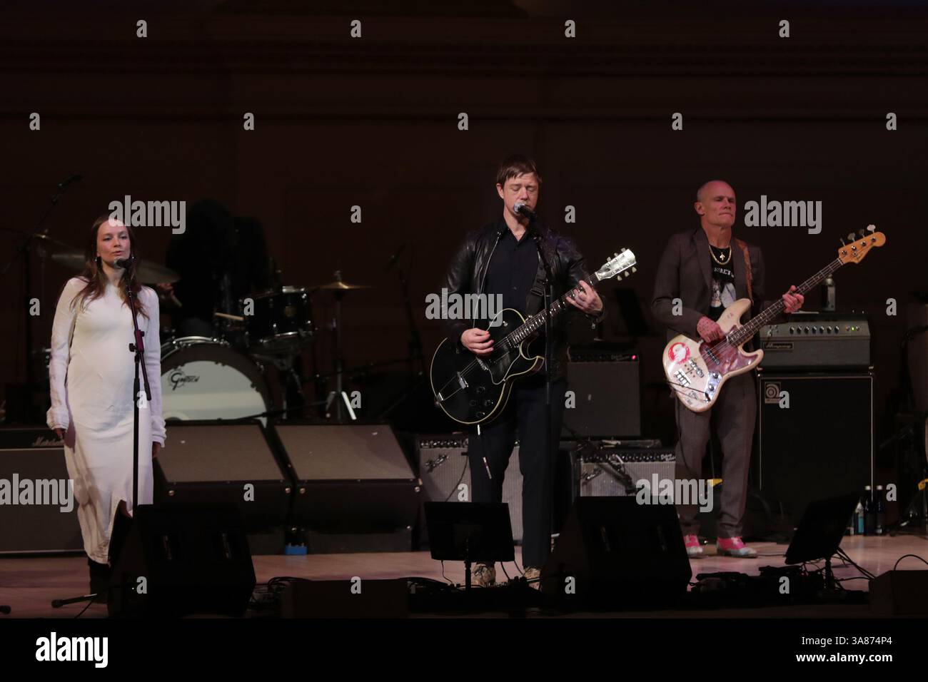 NEW YORK, NEW YORK - MARCH 26, 2025: Juliet Seger, Paul Banks, and Flea ...