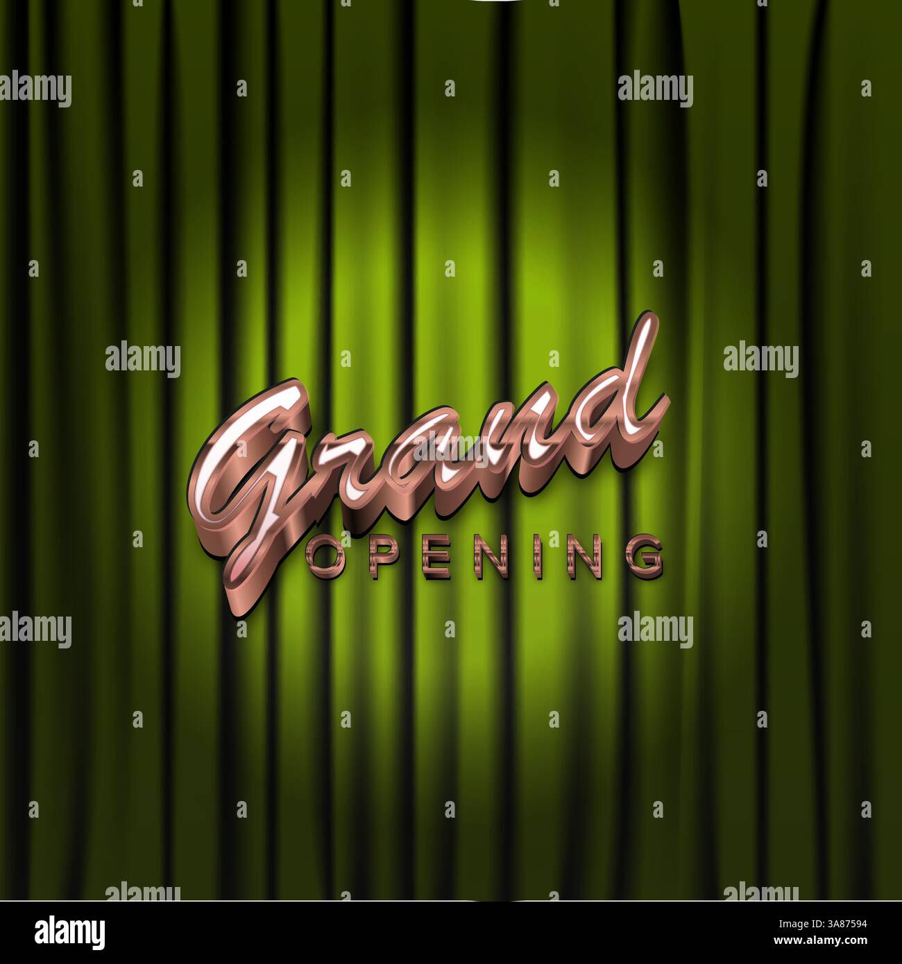 A grand opening sign with elegant silver lettering shines against a ...