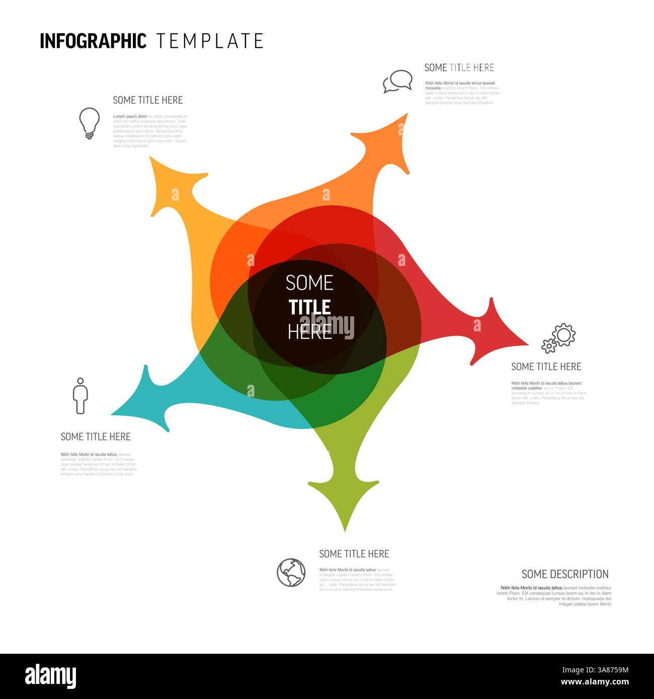 Infographic template with vibrant overlapping arrows in red, orange ...