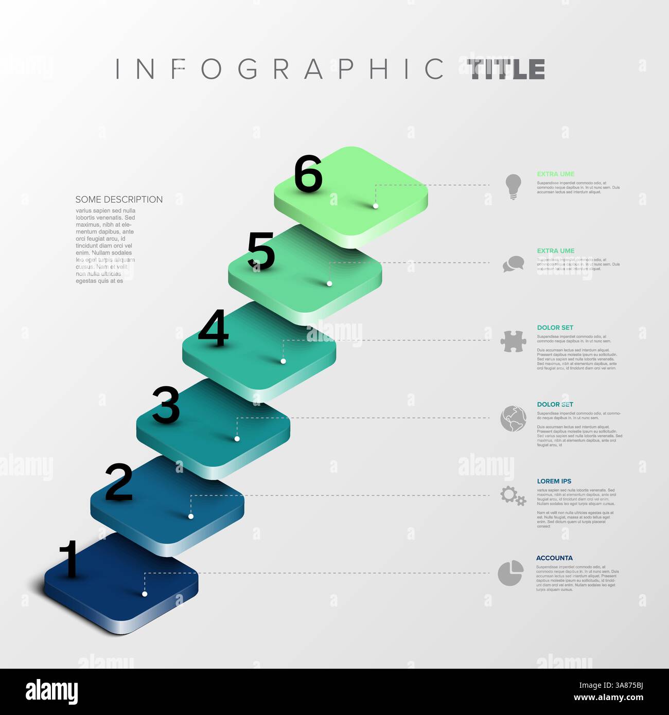 A visually appealing 3D gradient step infographic features six numbered ...