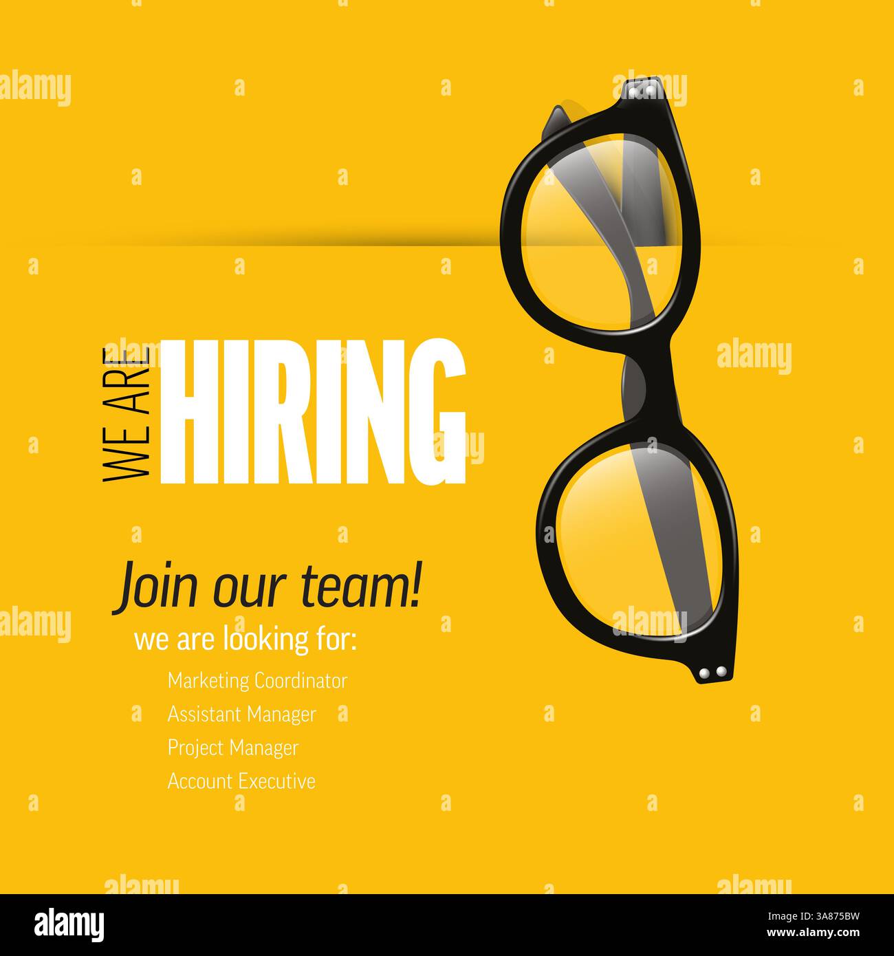 A job advertisement with a modern design, highlighting openings for ...