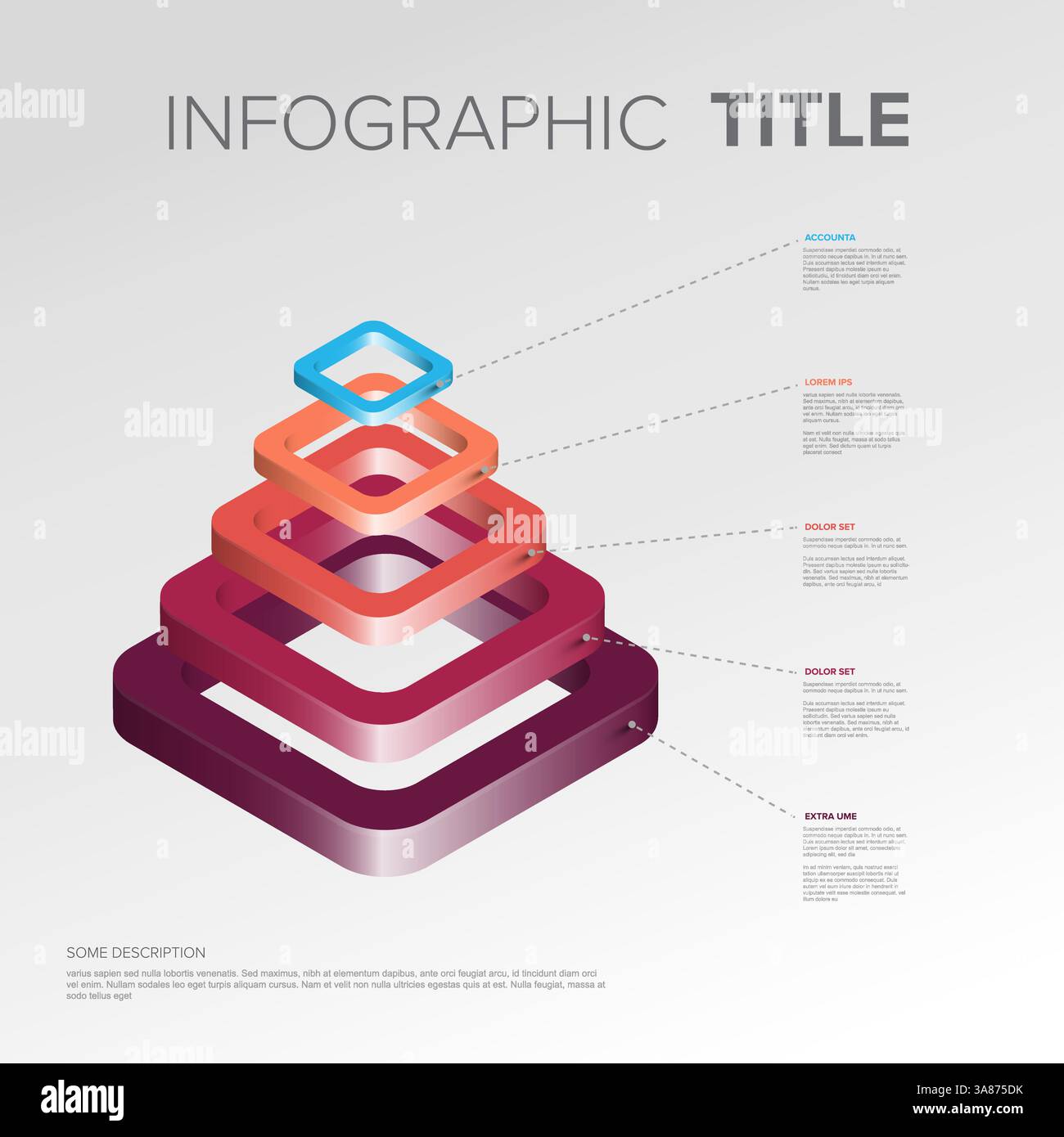 This vibrant layered 3D infographic pyramid diagram uses a colorful ...