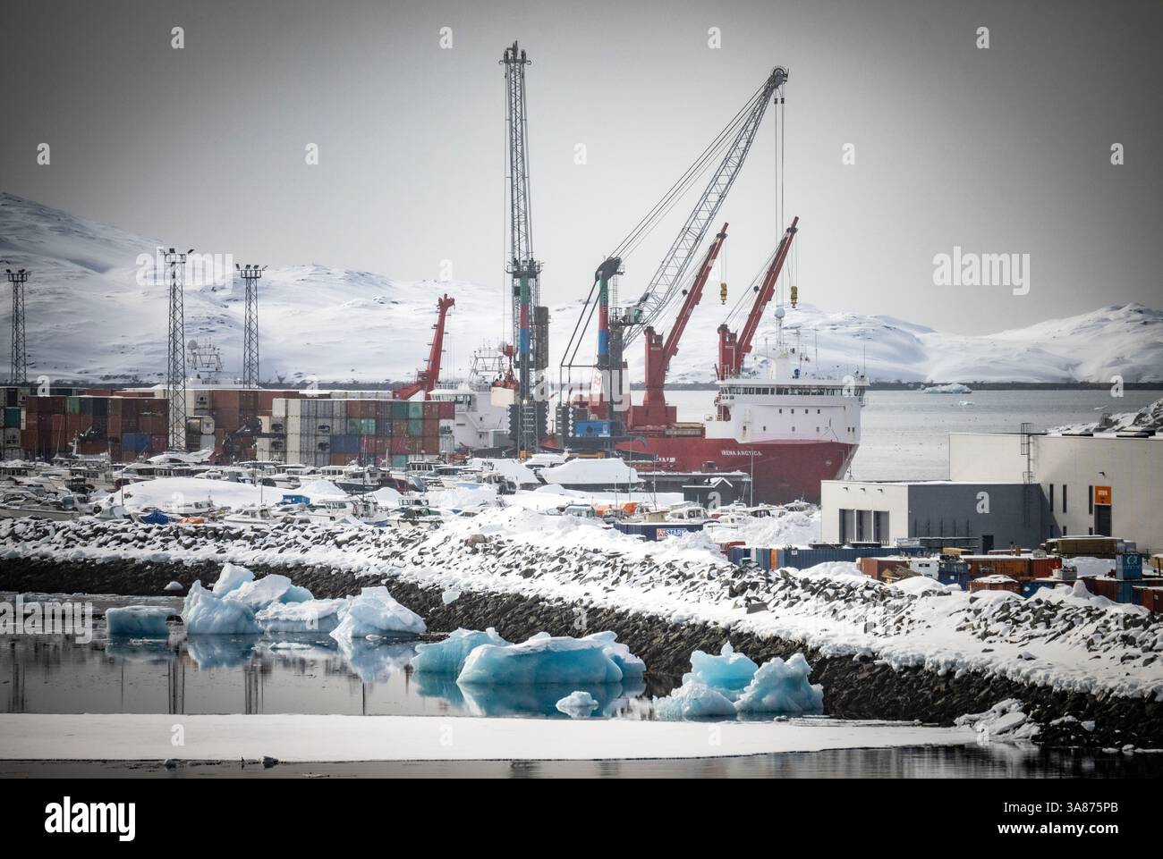 Nuuk, Greenland. 27th Mar, 2025. Royal Artic Line's cargo ship Irene ...