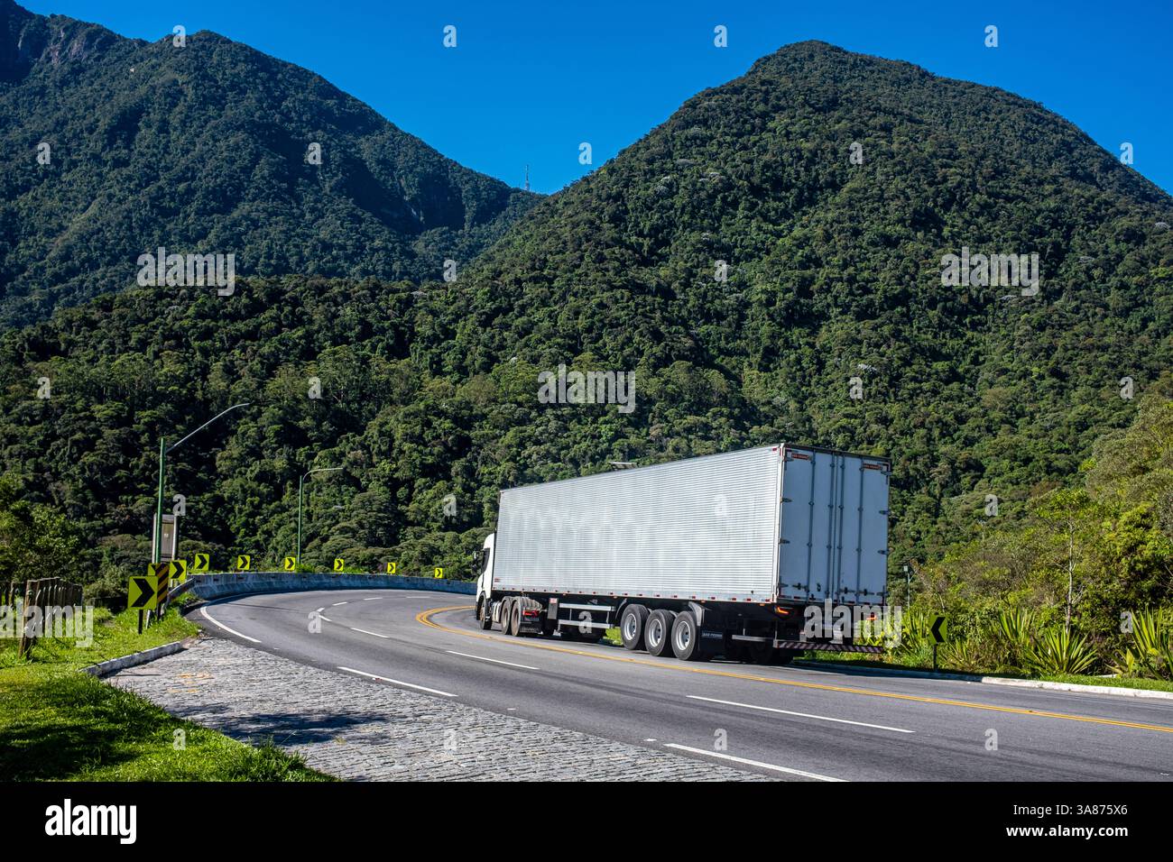 RJ-116 road slices through a swath of primary Atlantic Forest between ...