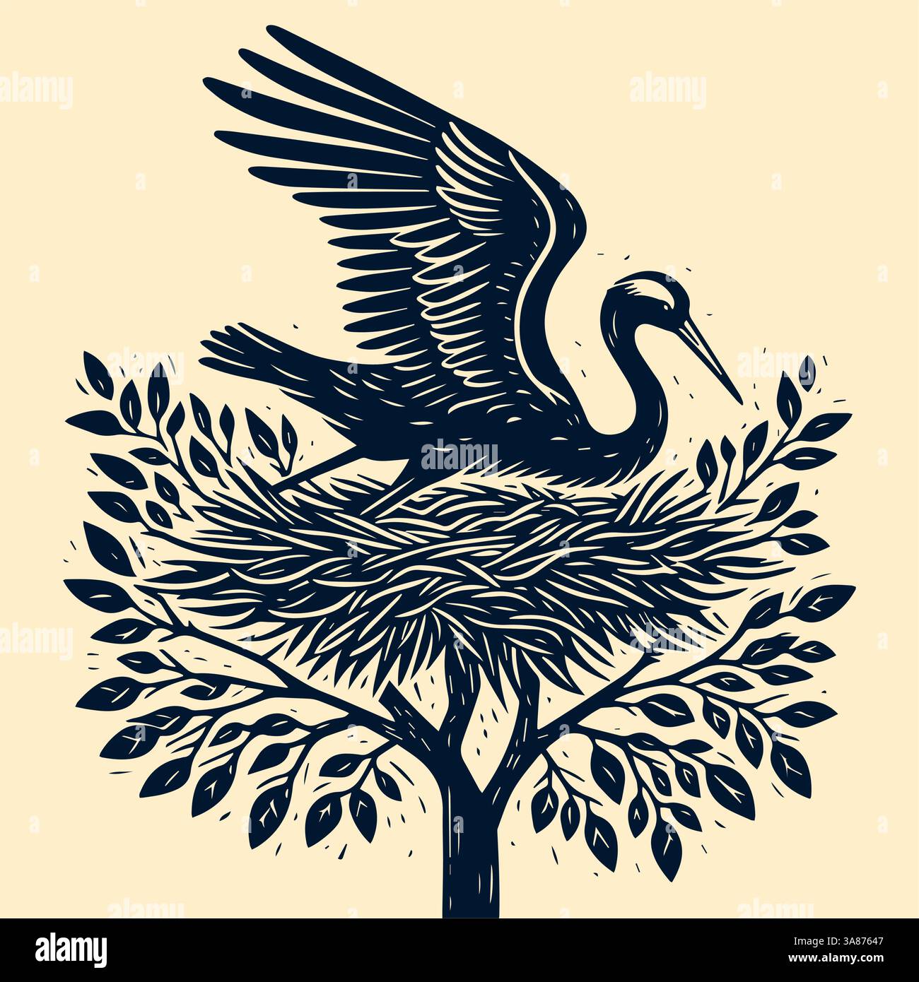 Nesting crane at nest Stock Vector Images - Alamy