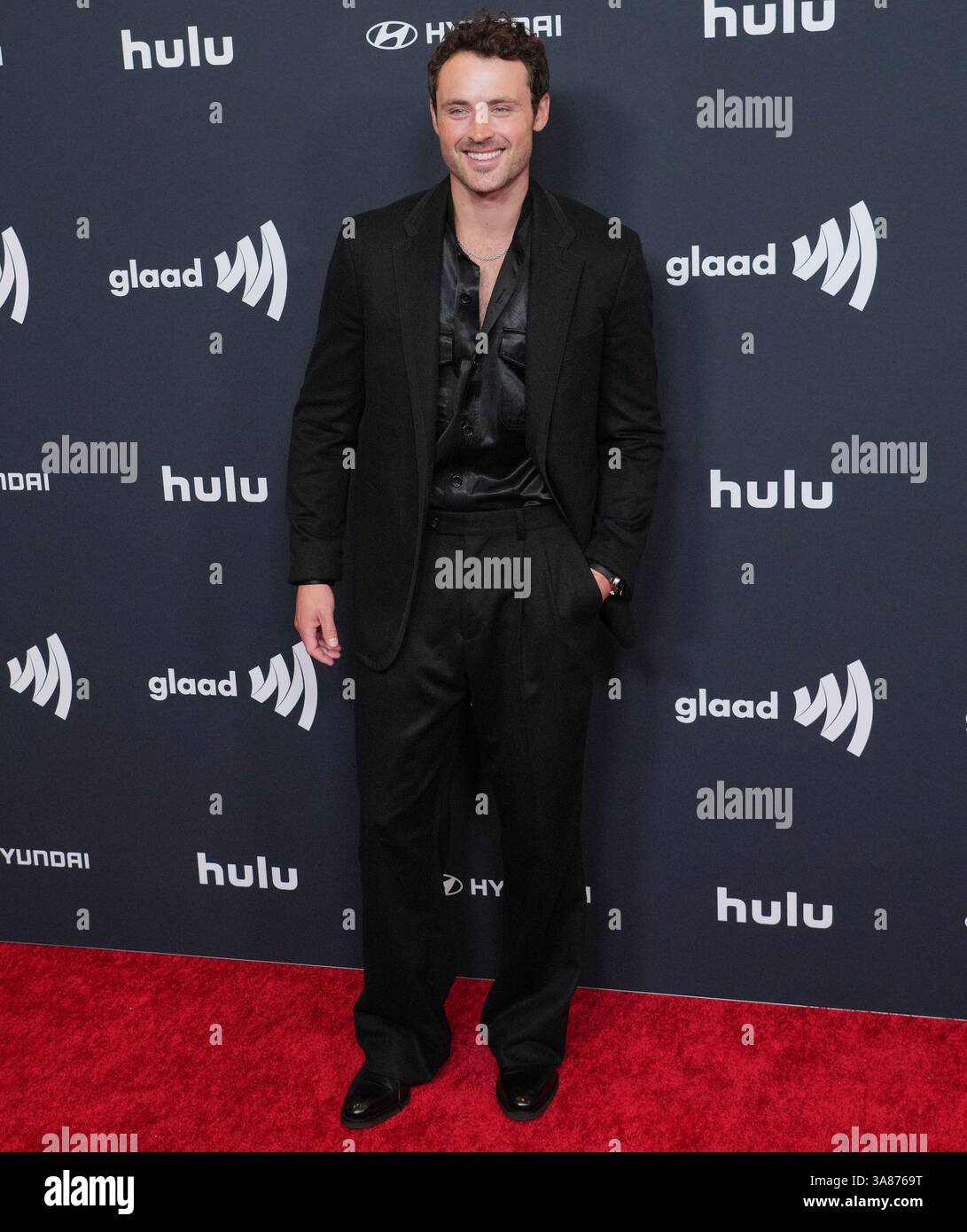 Dylan Efron arrives at the 36th Annual GLAAD Media Awards held at the ...