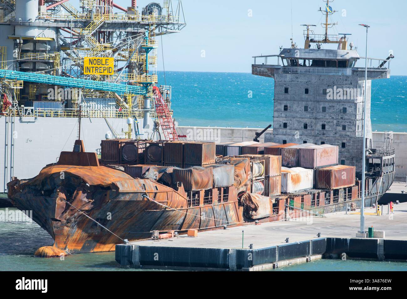 Crashed Cargo Ship the Solong arrives in Aberdeen Harbour Scotland. 28/02/2025 Paul Glendell ...