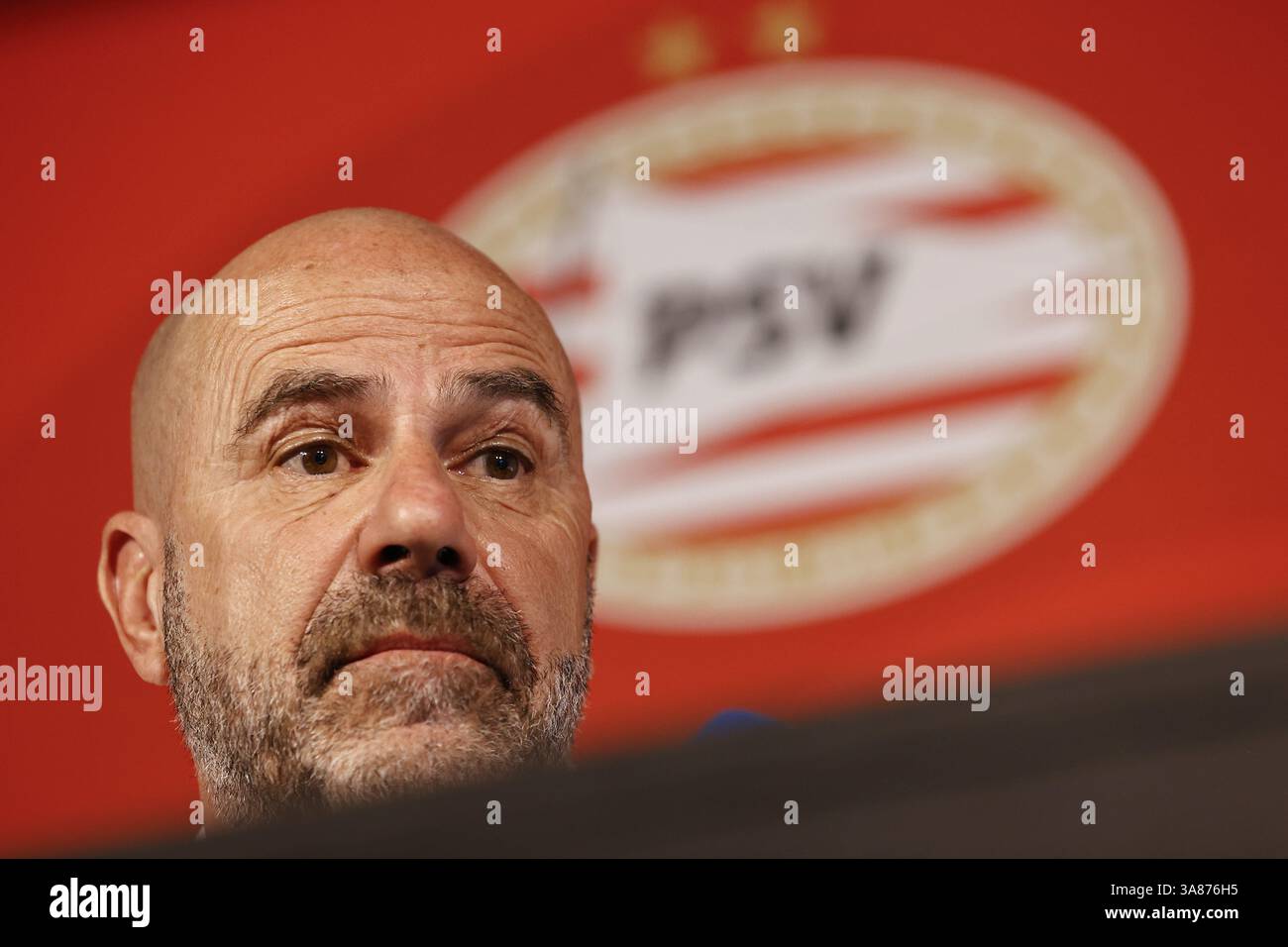 EINDHOVEN - PSV coach Peter Bosz during the press conference at De ...