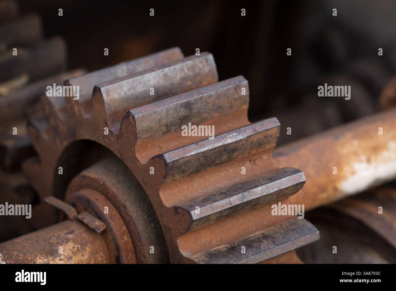 Close-up photograph of old steel machinery. Metal gear Stock Photo - Alamy