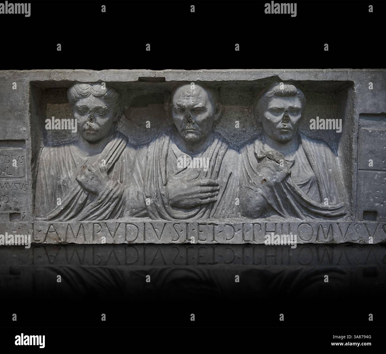 Roman funerary relief of Lucius Ampudius Philamusus, freedman of Lucius ...