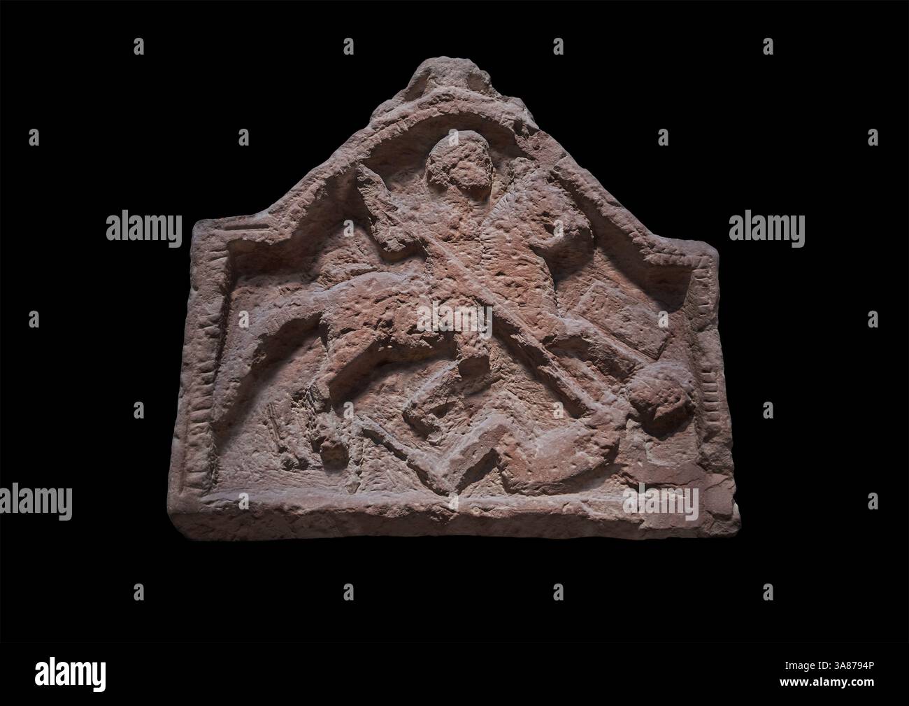 Upper register of a Roman military tombstone of s Roman cavalryman ...