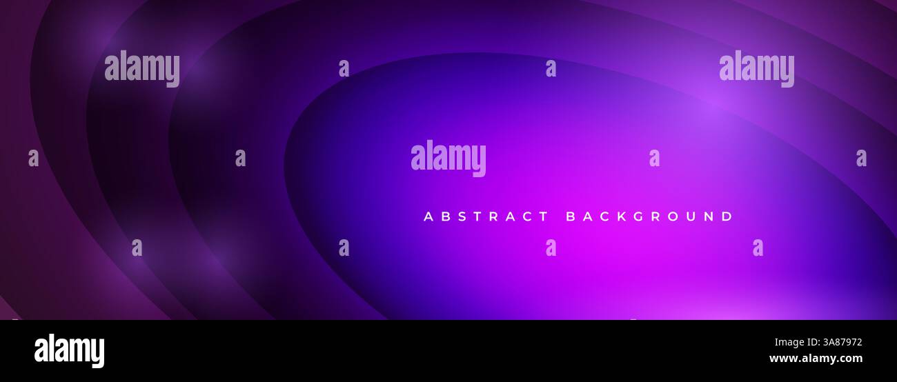Abstract dark purple wide background with dynamic oval shapes and ...