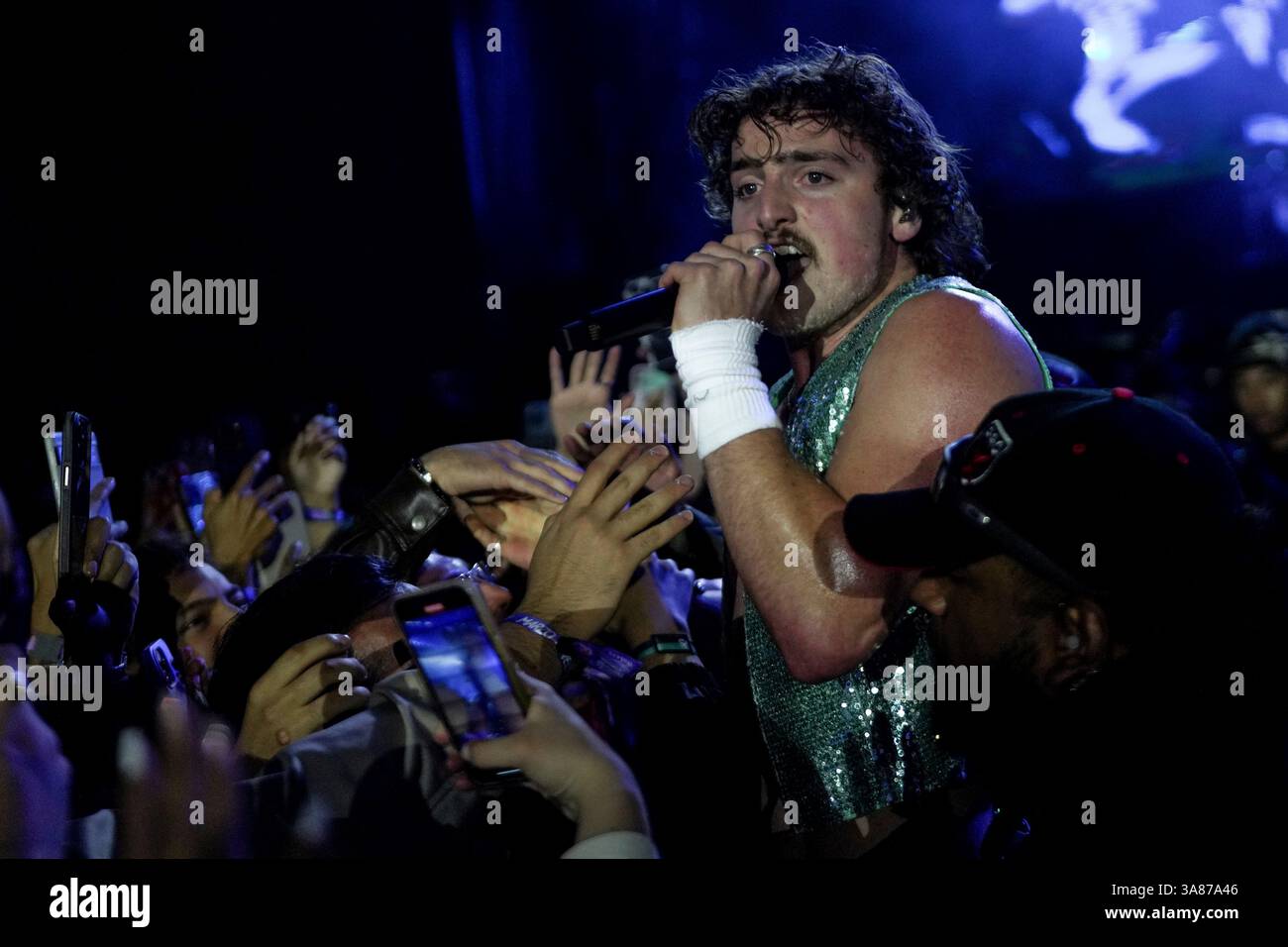 U.S. singer Benson Boone performs at the Estereo Picnic music festival ...
