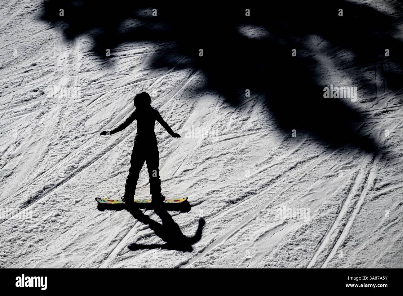 Pec Pod Snezkou, Czech Republic. 27th Mar, 2025. Snowboarder is ...