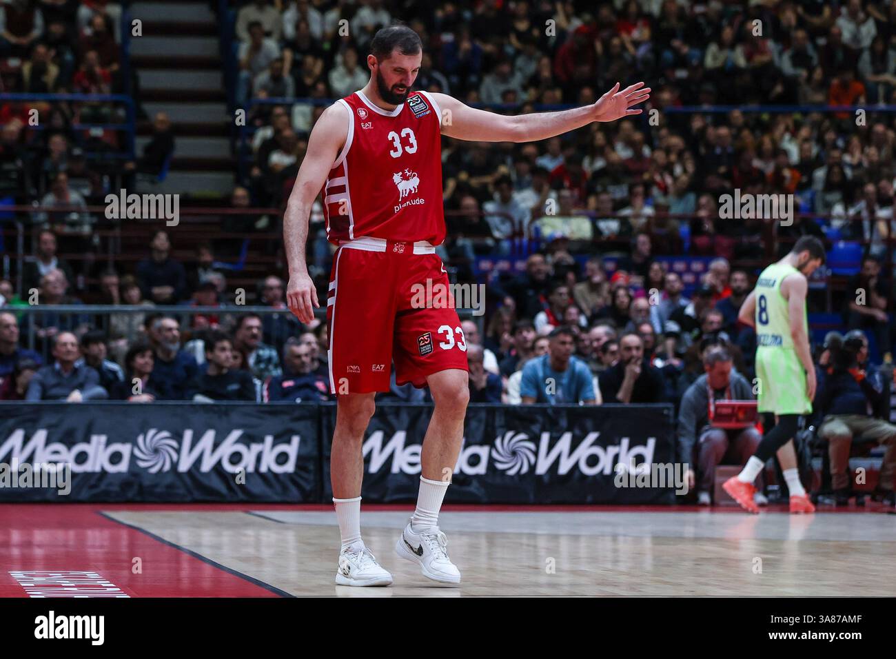 Milan, Italy. 27th Mar, 2025. Nikola Mirotic #33 of EA7 Emporio Armani ...