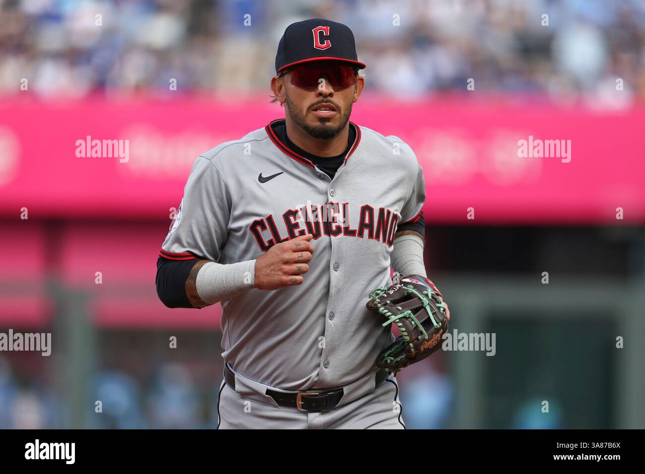 KANSAS CITY, MO - MARCH 27: Cleveland Guardians third base Gabriel ...