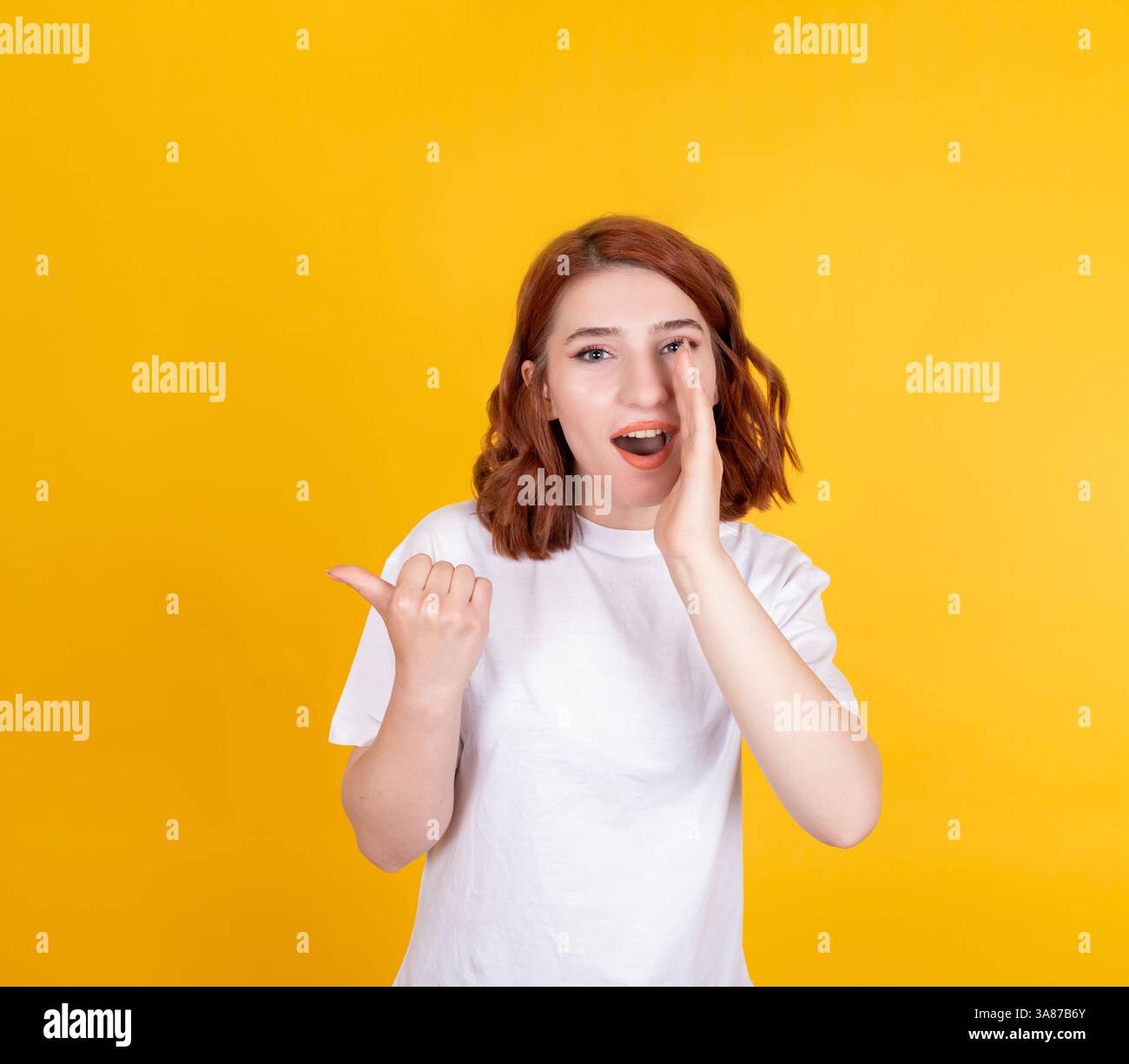 Person whisper camera close up hi-res stock photography and images - Alamy