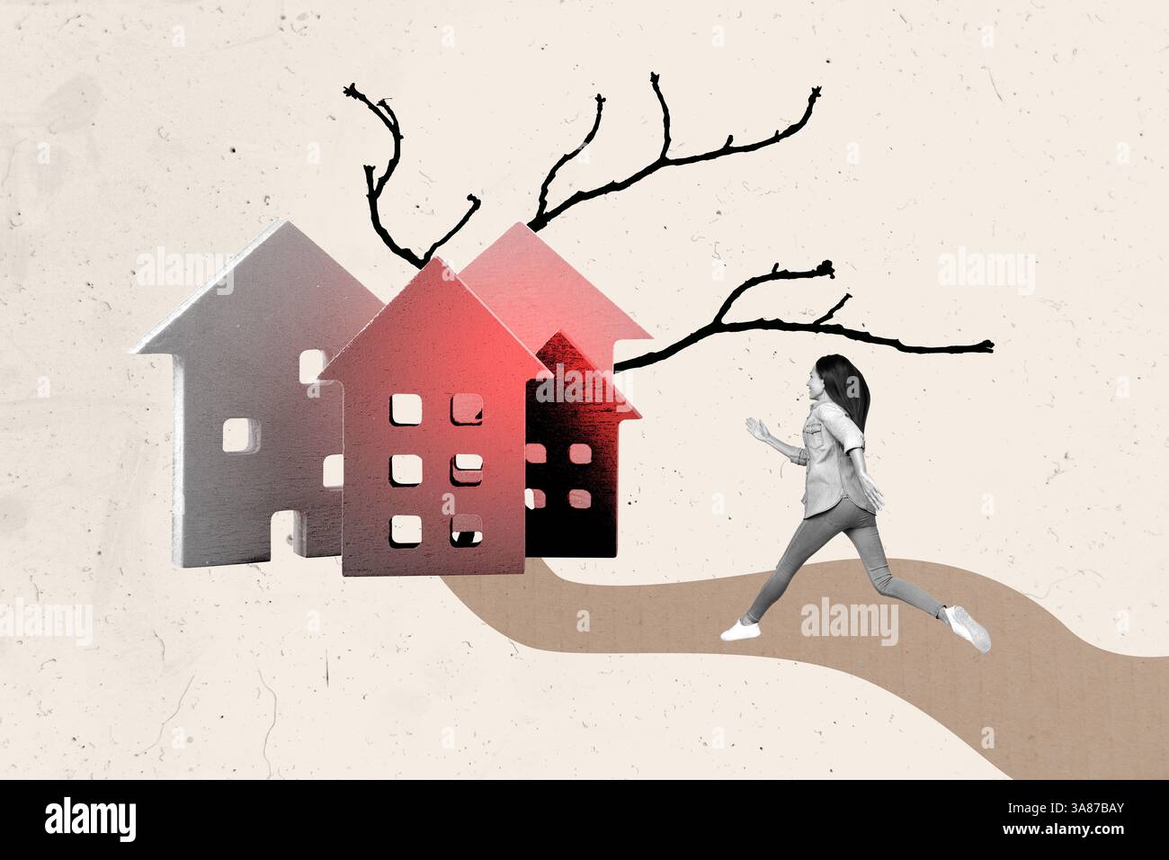 3D collage design composite trend artwork sketch of homeless immigrants ...
